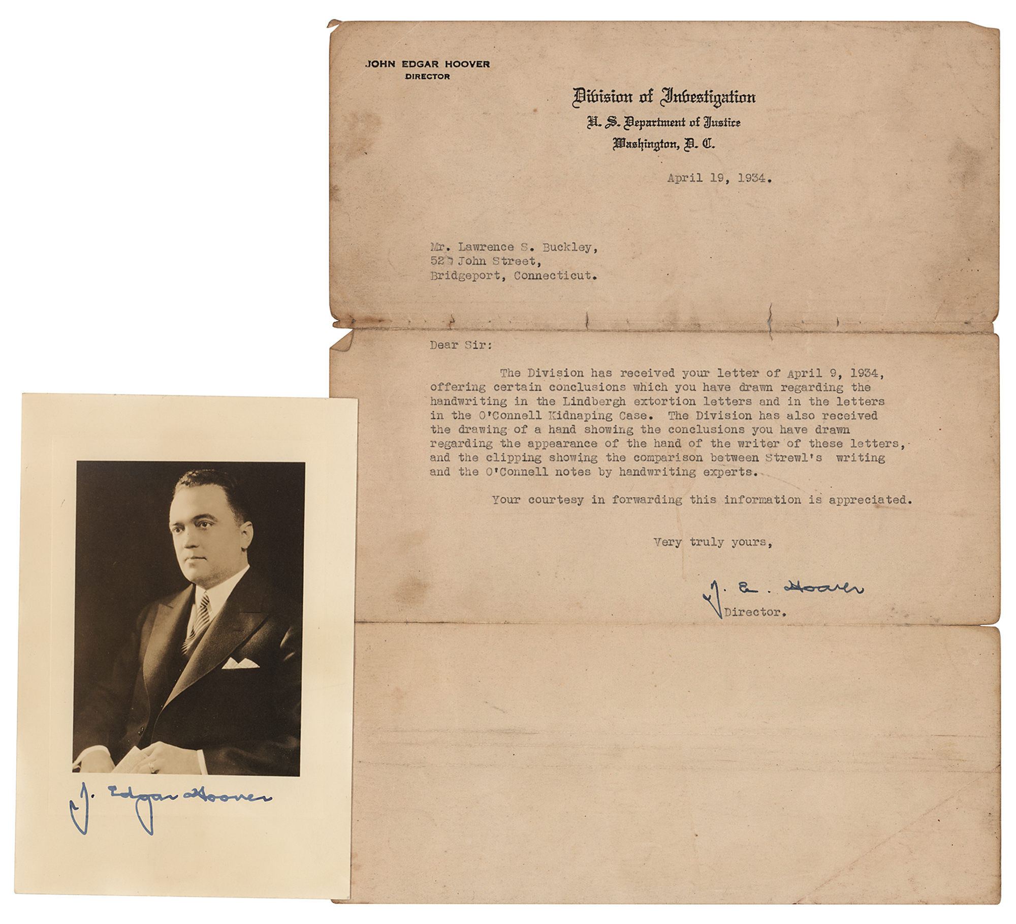 J. Edgar Hoover Collection of (8) Typed Letters Signed and (1) Signed ...