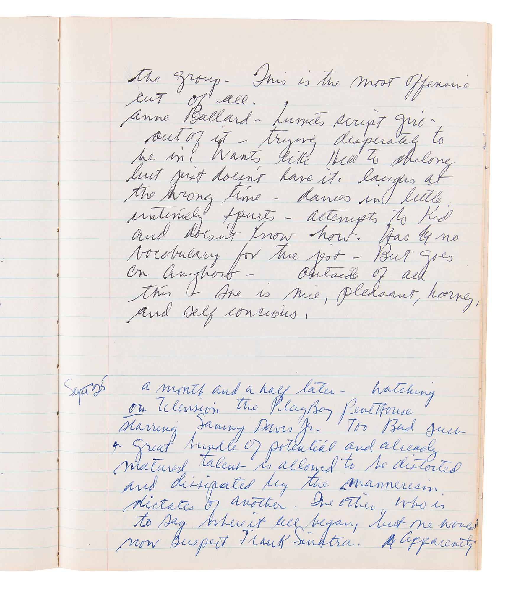 Robert Redford's Early Handwritten Diary (1959-1962) - Dated to