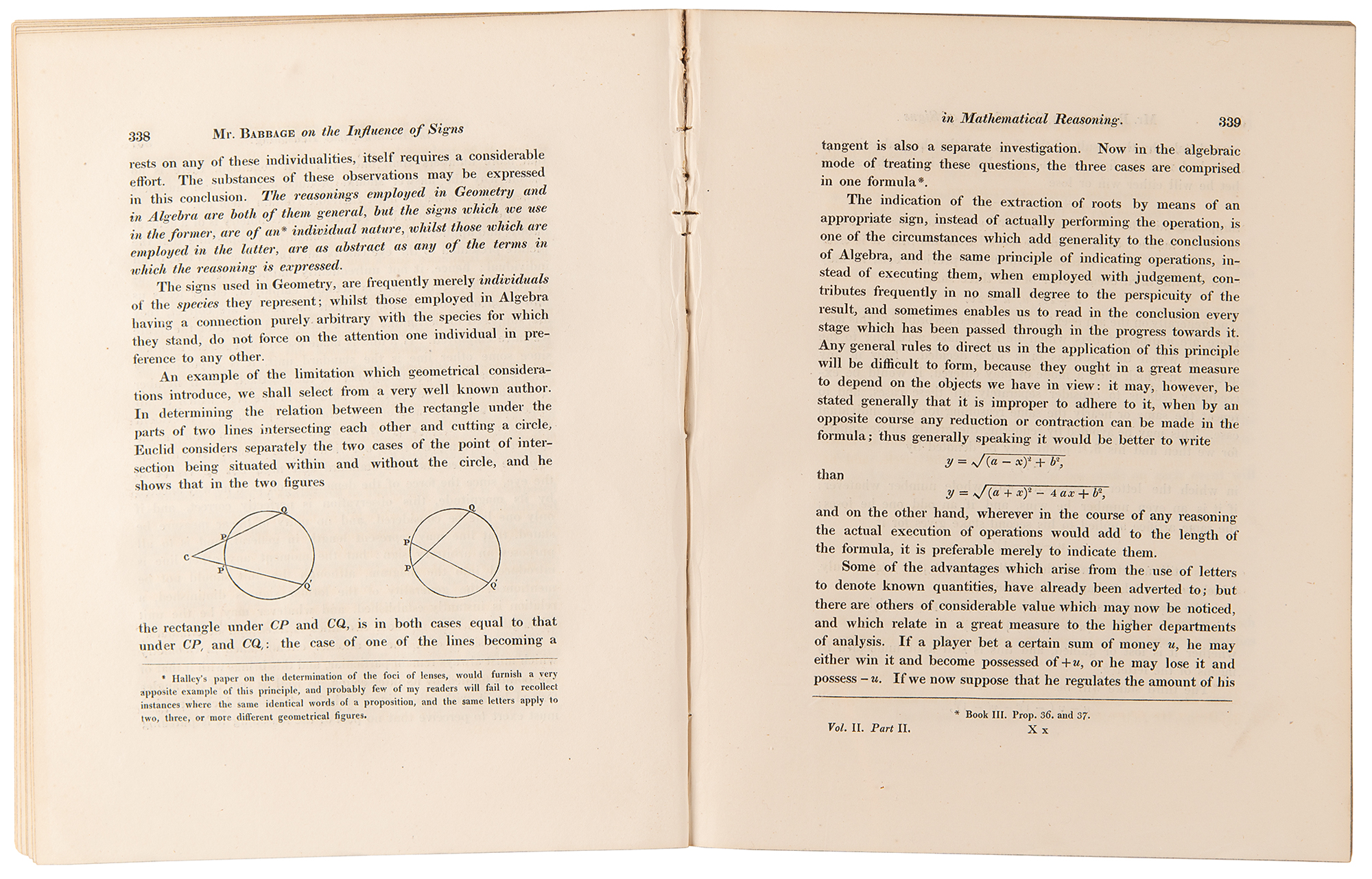 Charles Babbage: "On the Influence of Signs in Mathematical