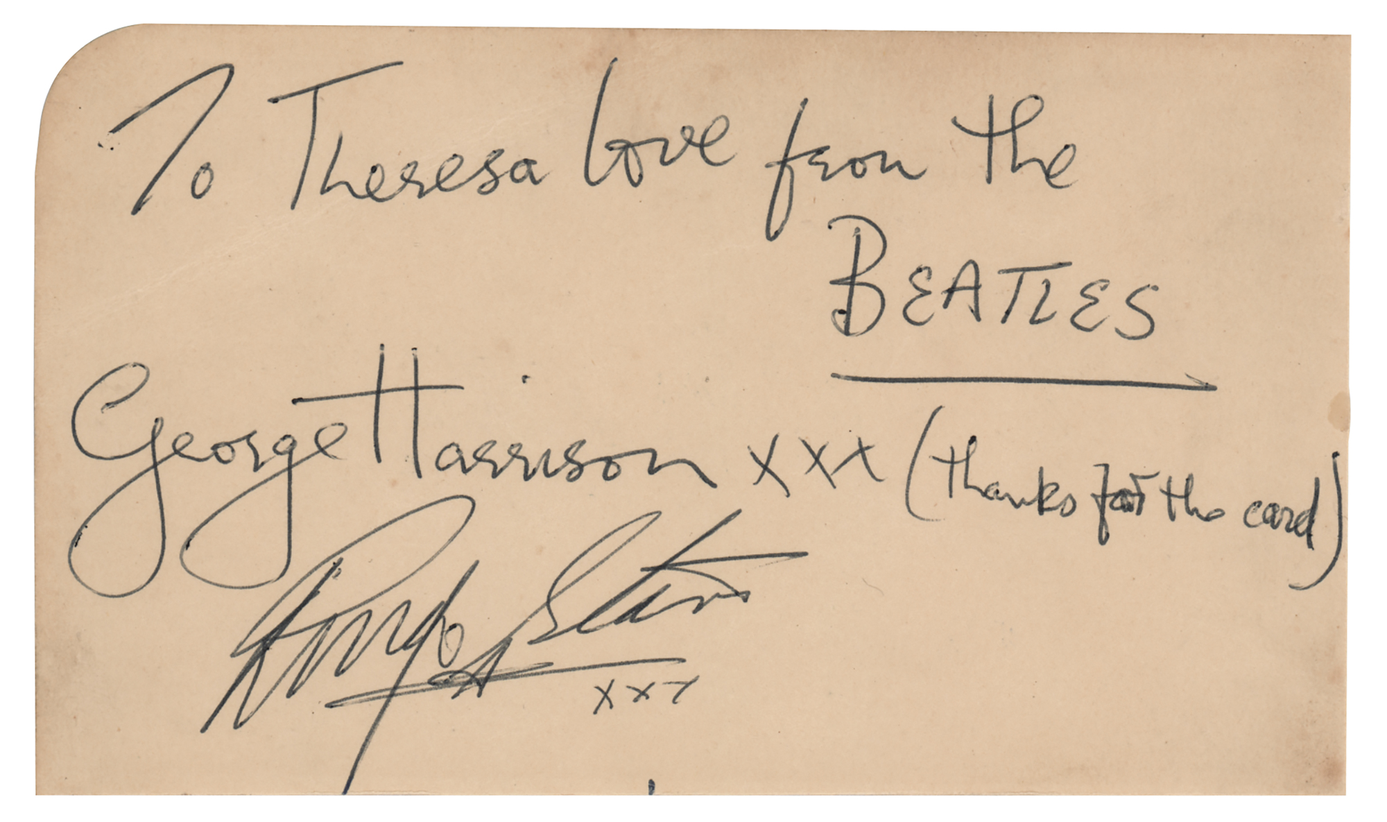 Beatles: George Harrison and Ringo Starr Signatures | RR Auction
