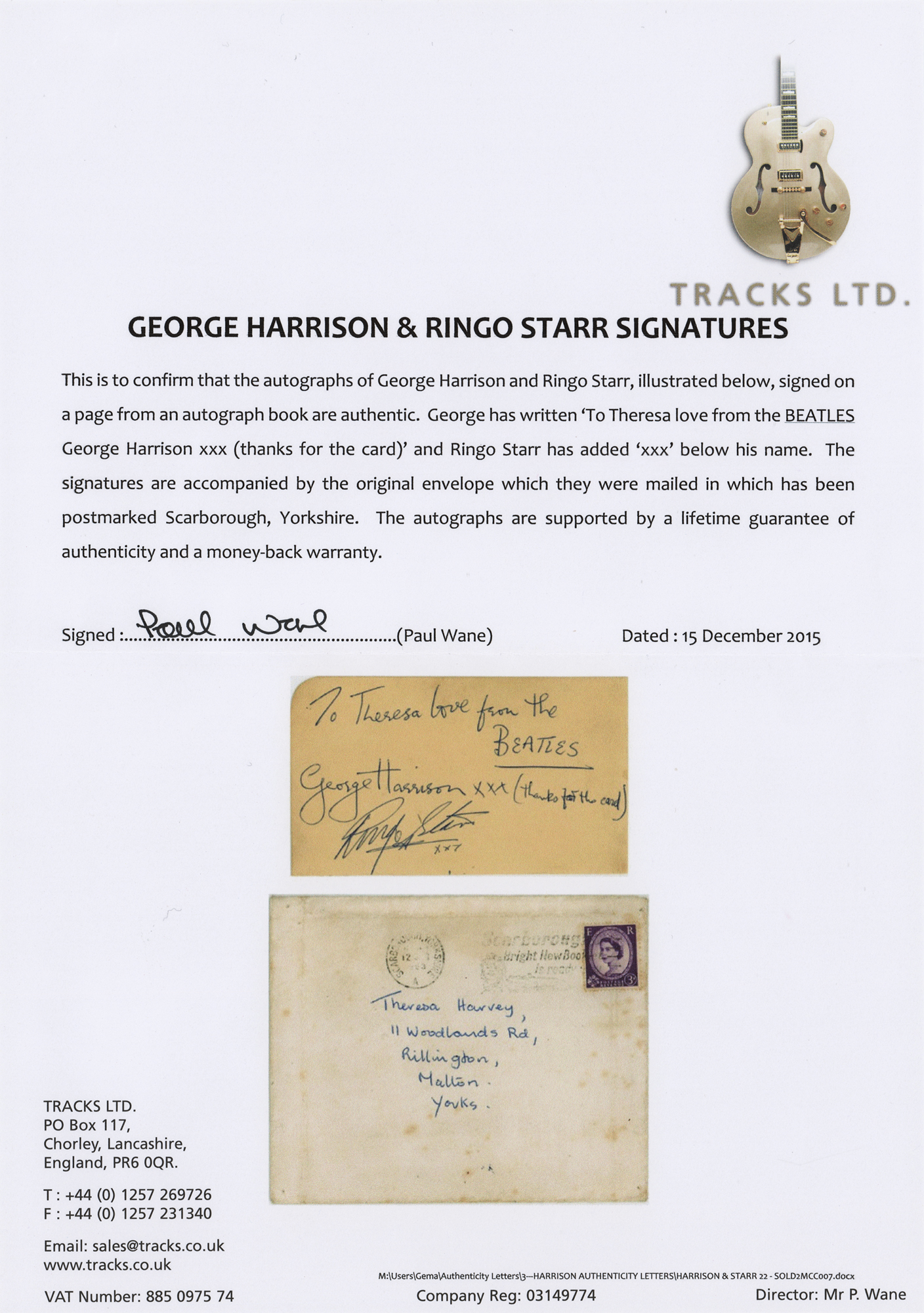 Beatles: George Harrison and Ringo Starr Signatures | RR Auction