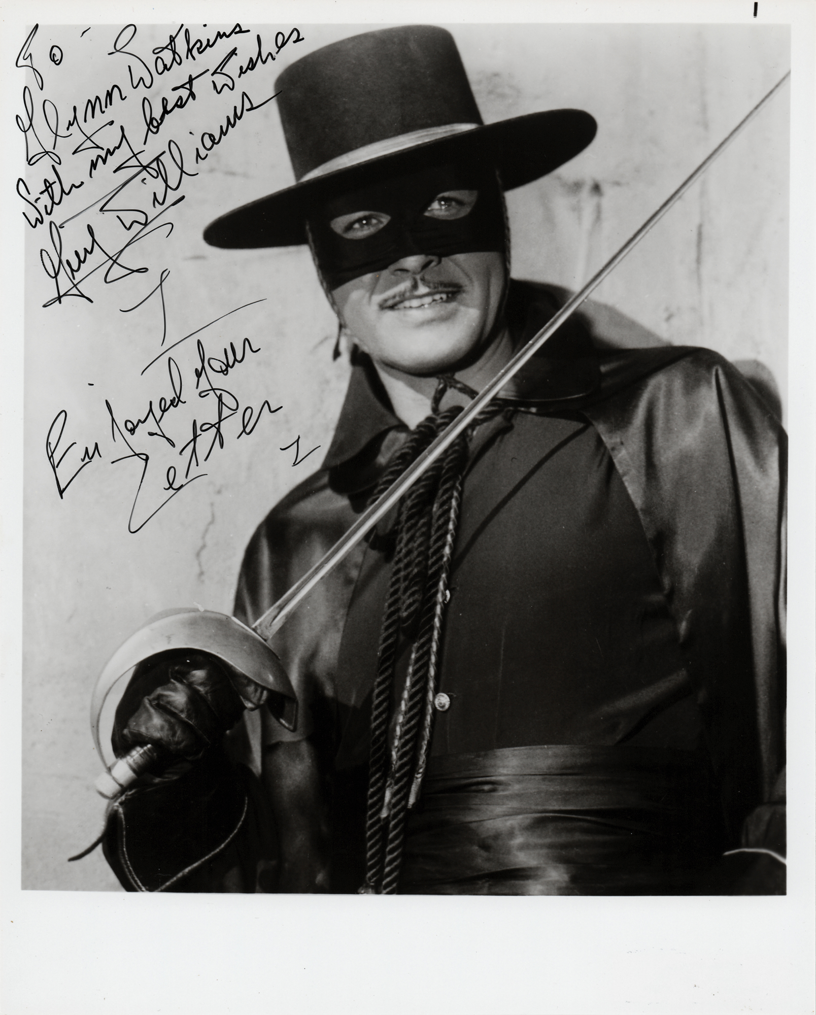 Guy Williams Signed Photograph as Zorro | RR Auction