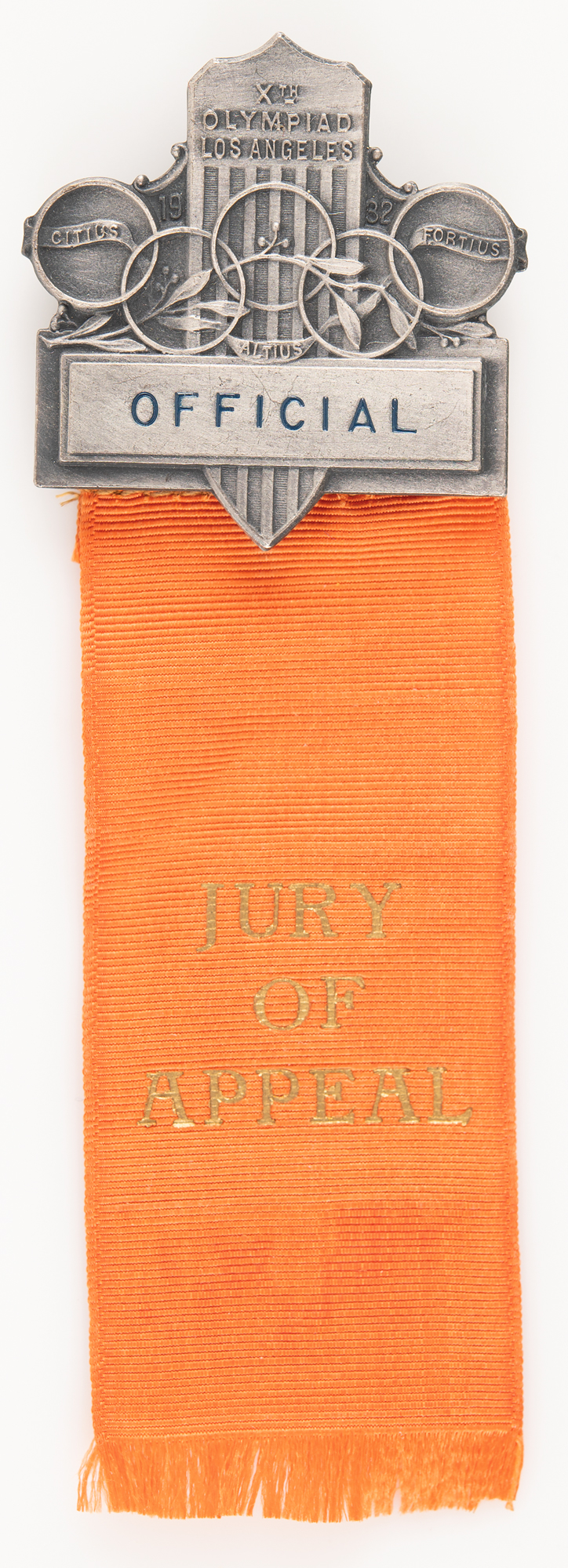 Los Angeles 1932 Summer Olympics 'Jury of Appeal' Official's Badge