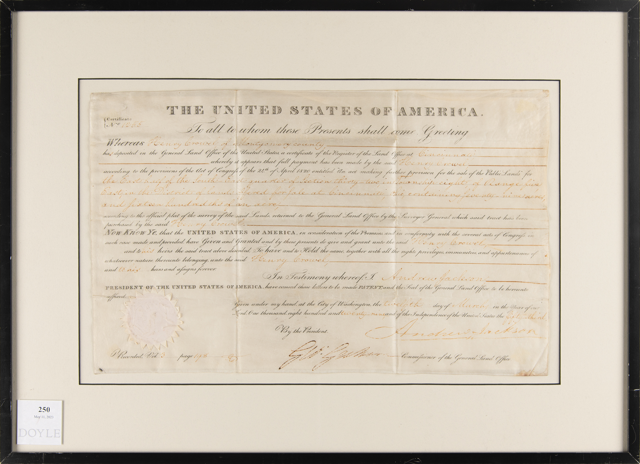 Andrew Jackson Document Signed as President | RR Auction