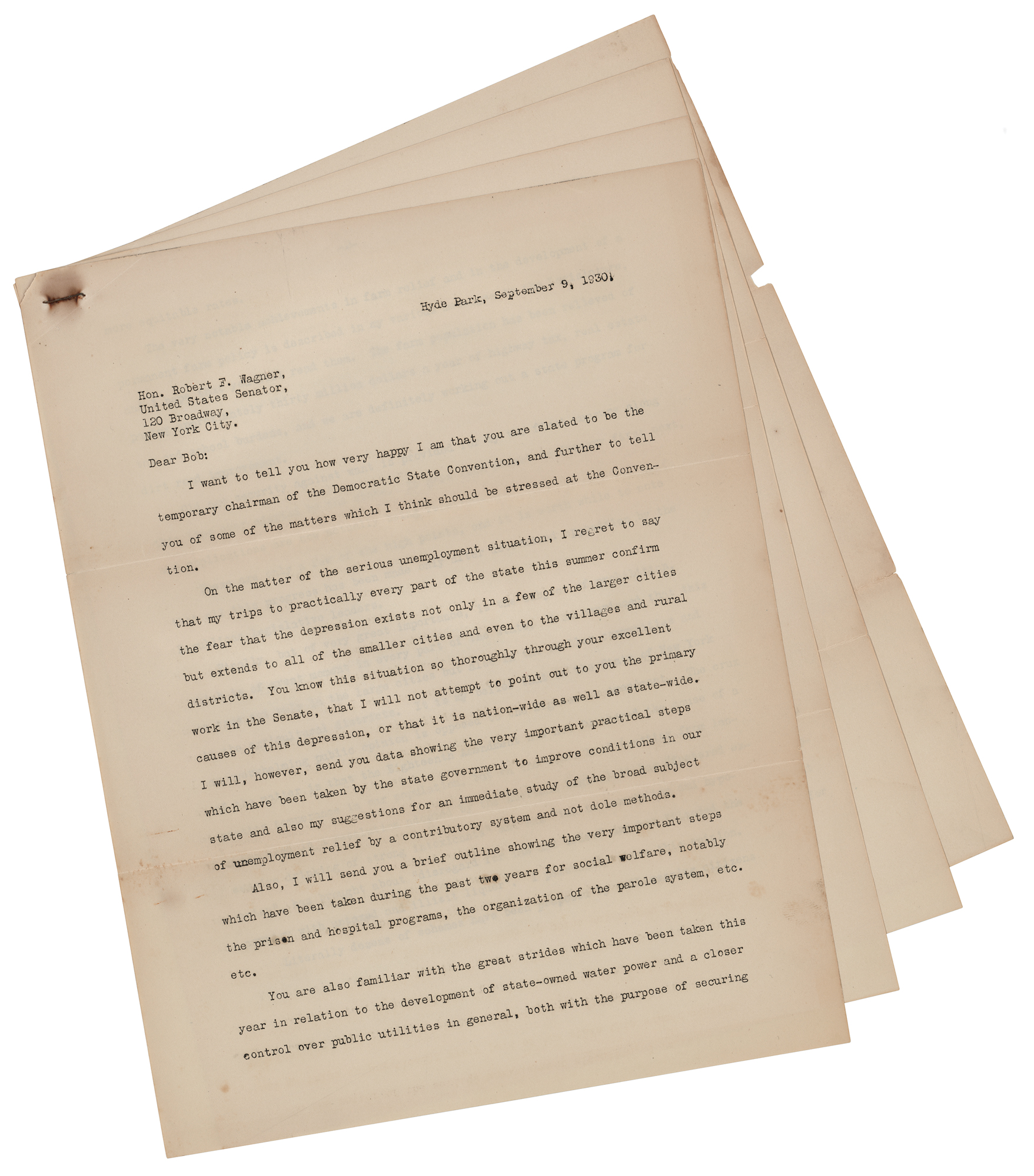 Franklin D. Roosevelt Typed Letter Signed on Repealing Prohibition: