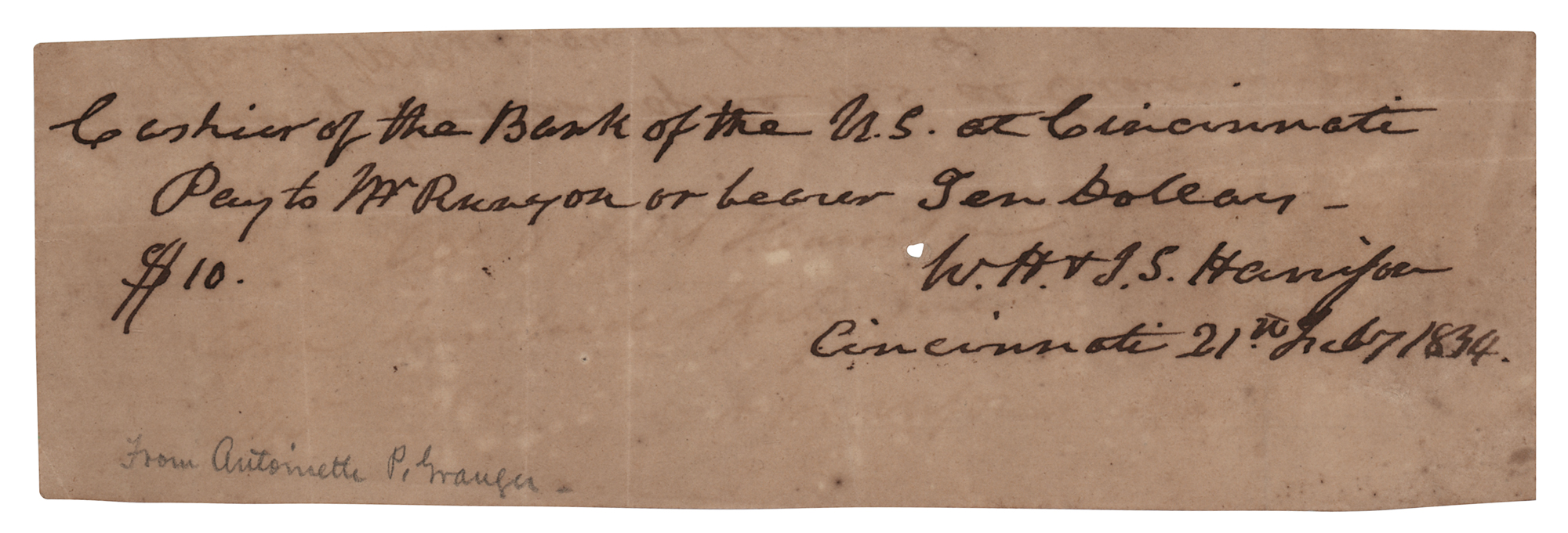 William Henry Harrison Autograph Check Signed | RR Auction