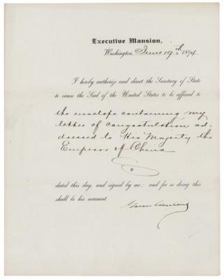 President Grover Cleveland Congratulates the Guangxu Emperor | RR