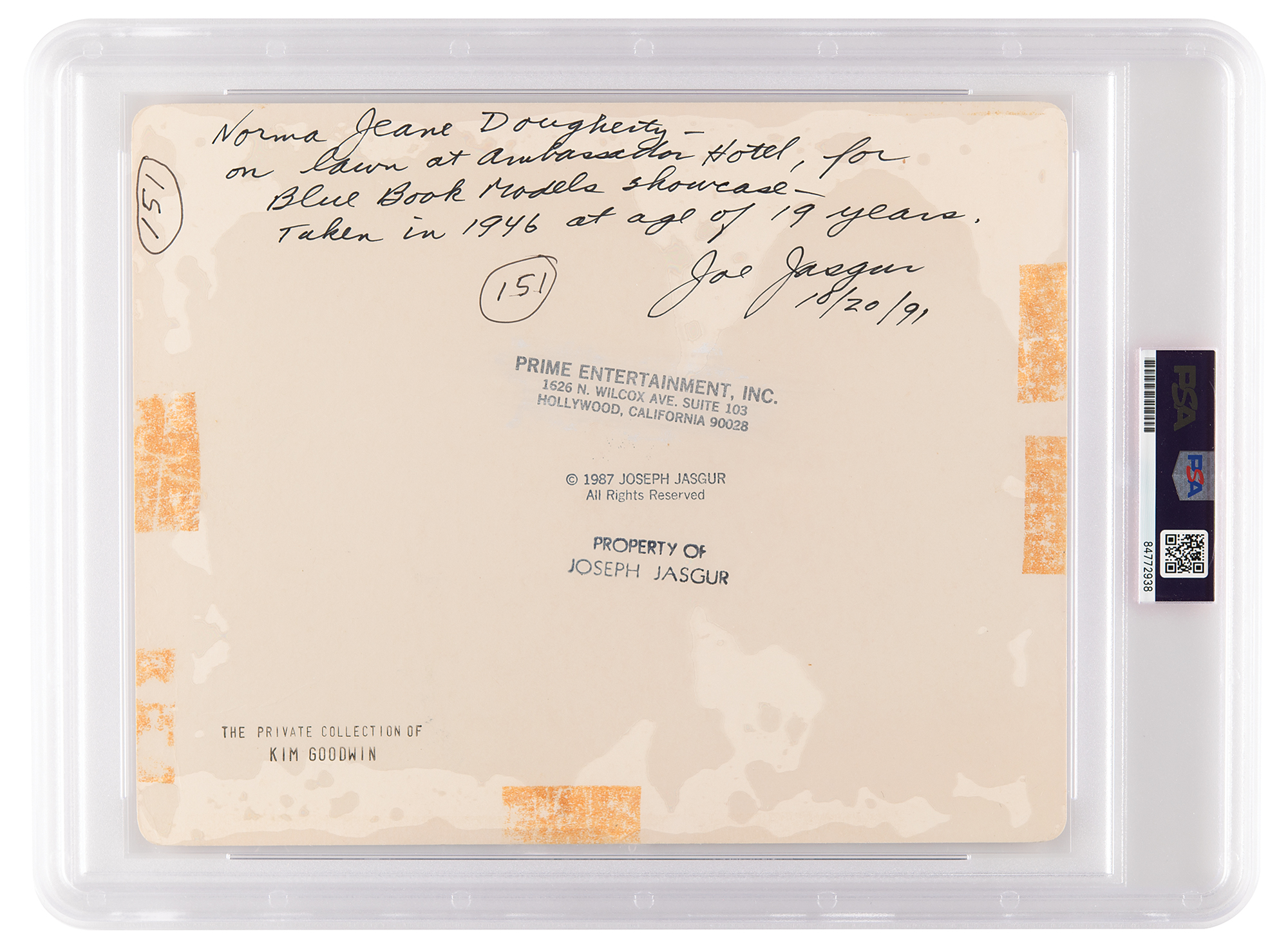 Marilyn Monroe Original 'Type IV' Photograph Signed by Joseph Jasgur