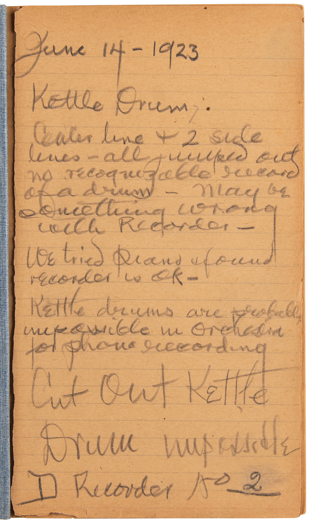 Thomas Edison's Handwritten "Musical Instruments No. 3"