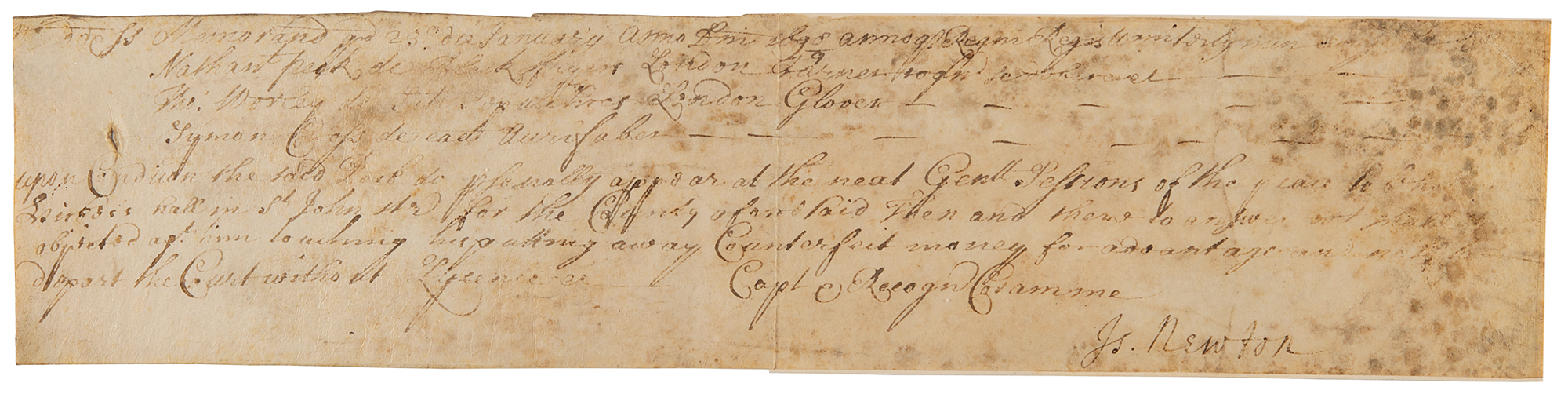 Isaac Newton Document Signed as Warden of the Royal Mint, Making a