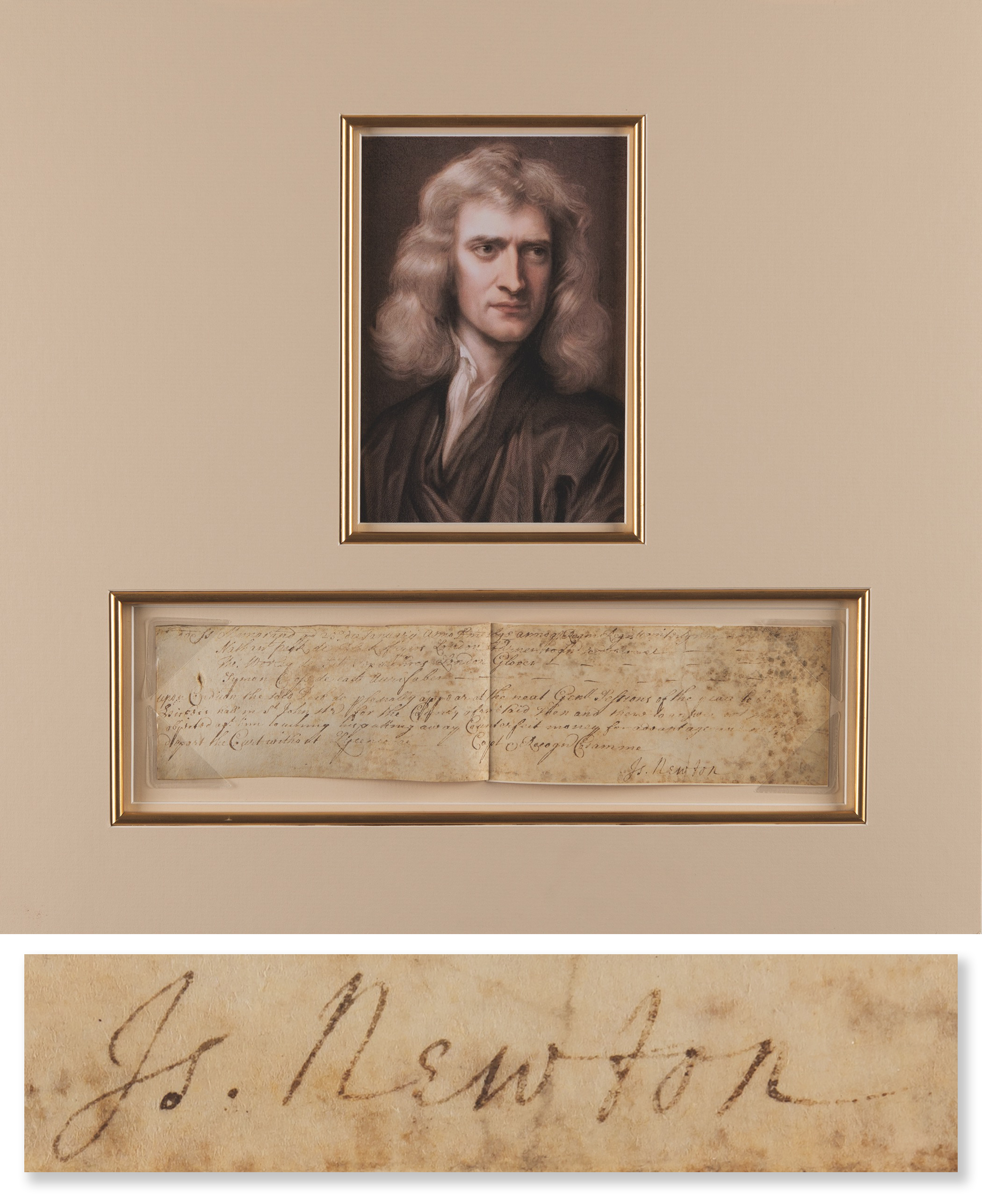 Isaac Newton Document Signed as Warden of the Royal Mint, Making a