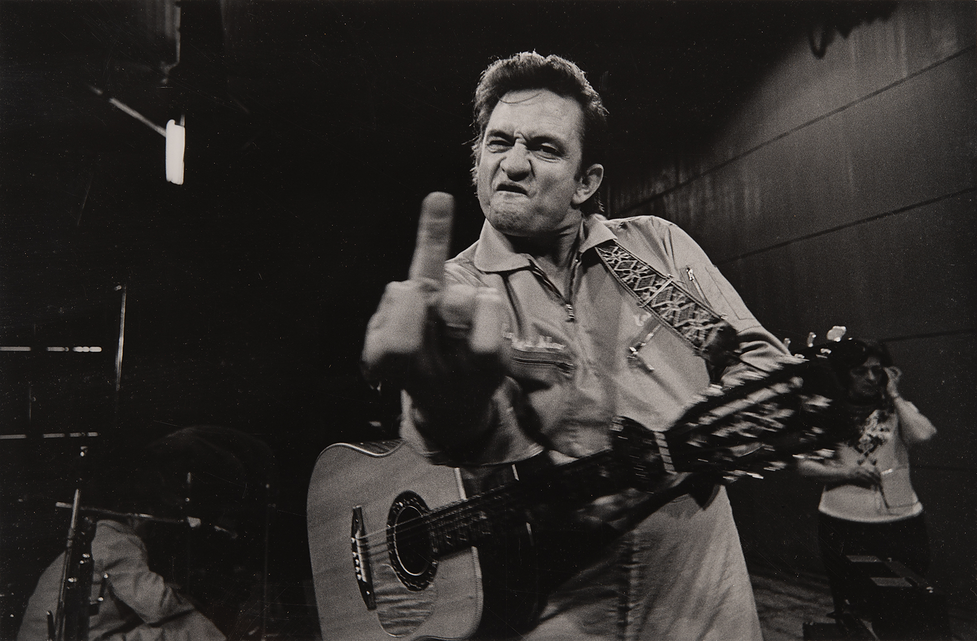 Johnny Cash at San Quentin Oversized 'Middle Finger' Photograph Signed