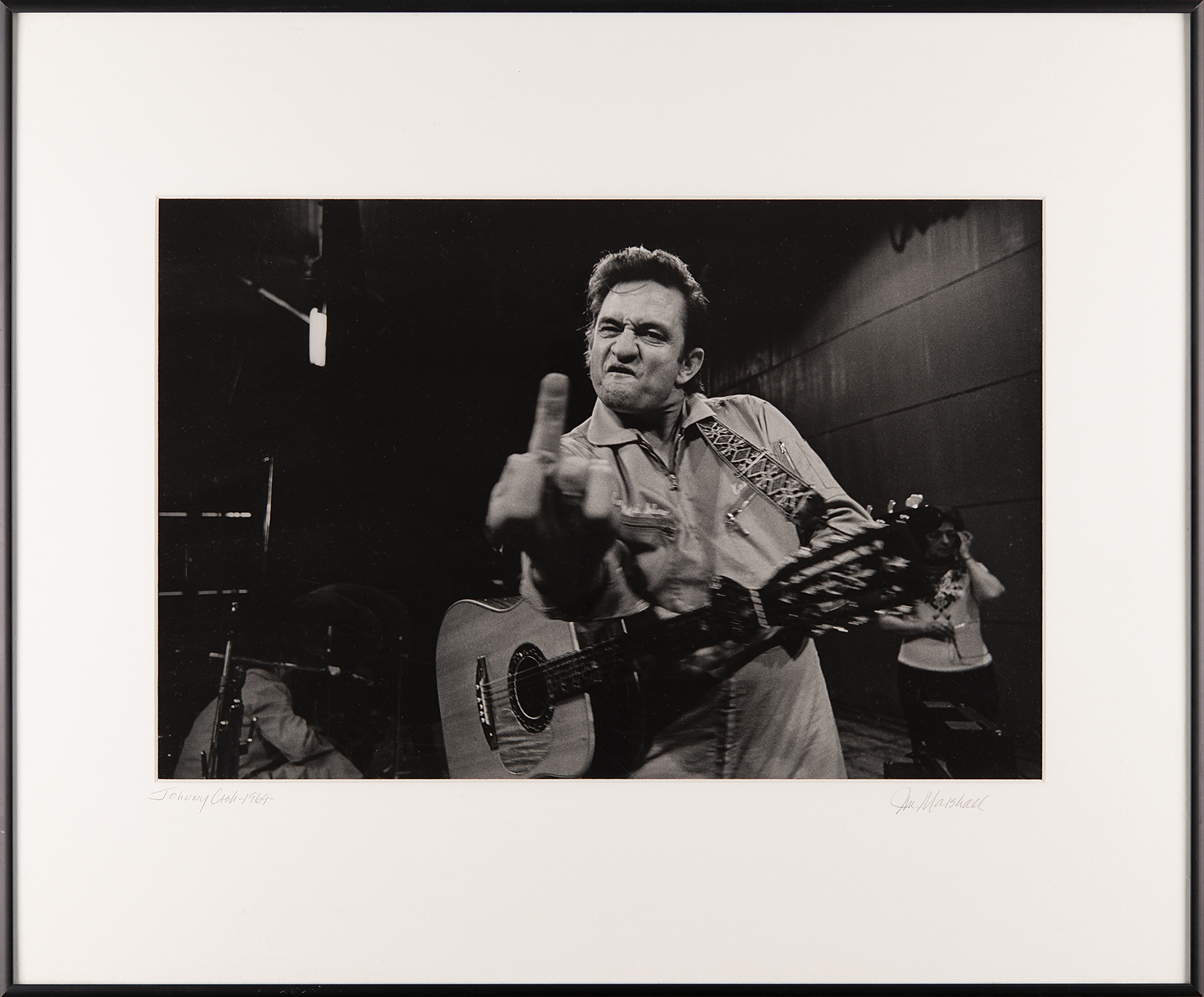 Johnny Cash at San Quentin Oversized 'Middle Finger' Photograph Signed
