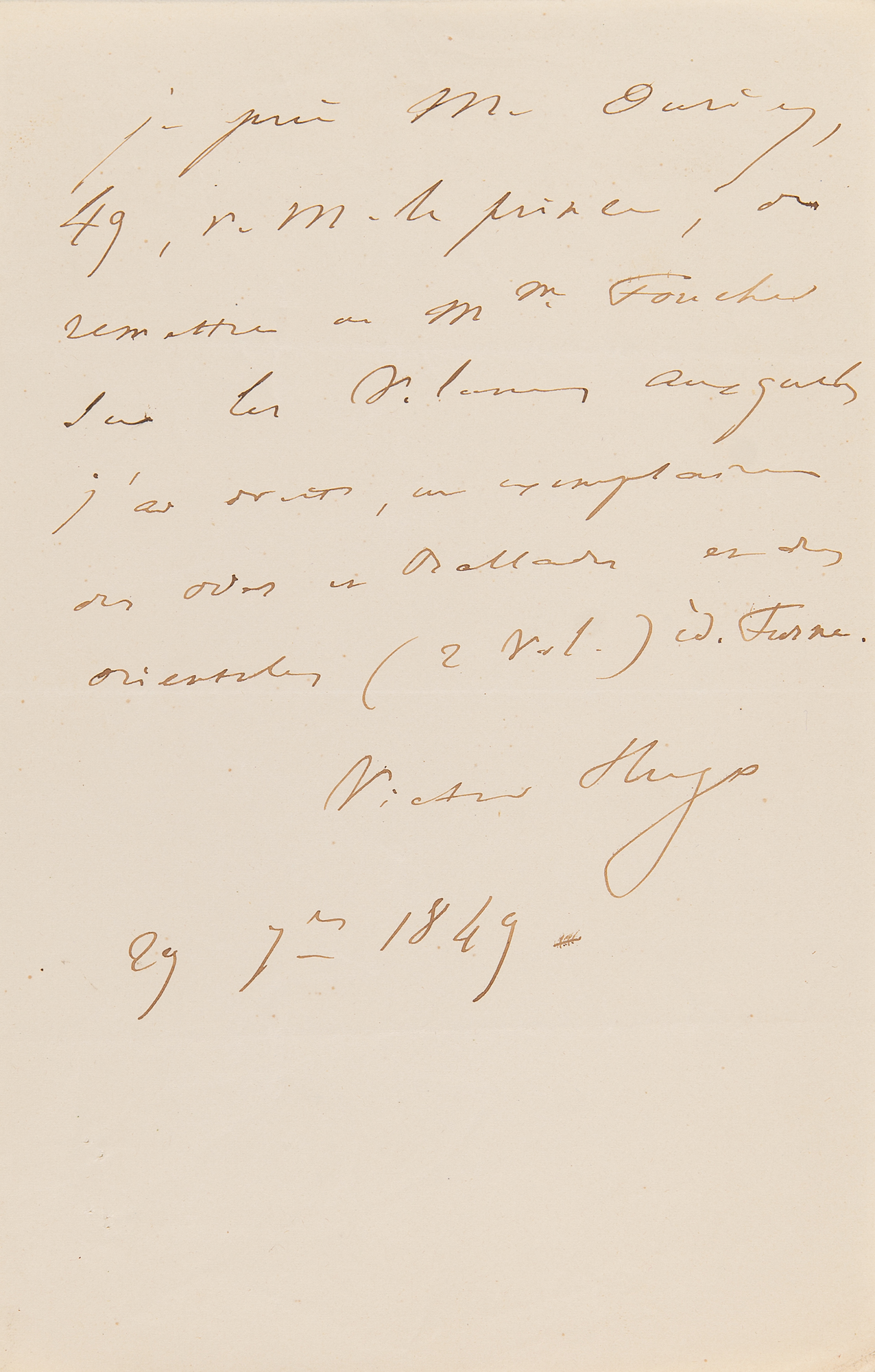 Victor Hugo Autograph Letter Signed, Requesting Collections of His
