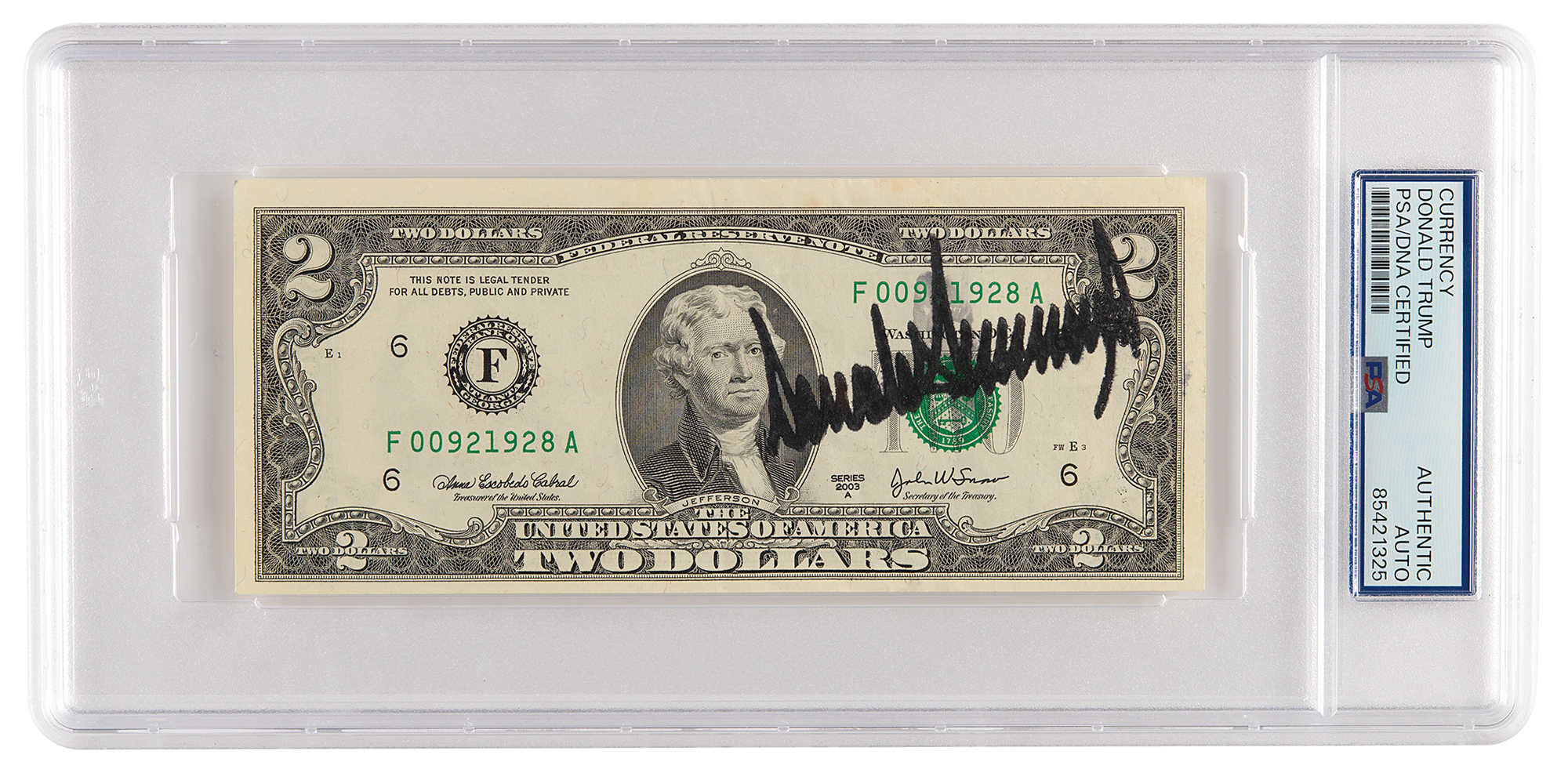 Donald Trump Signed $2 Dollar Bill | RR Auction