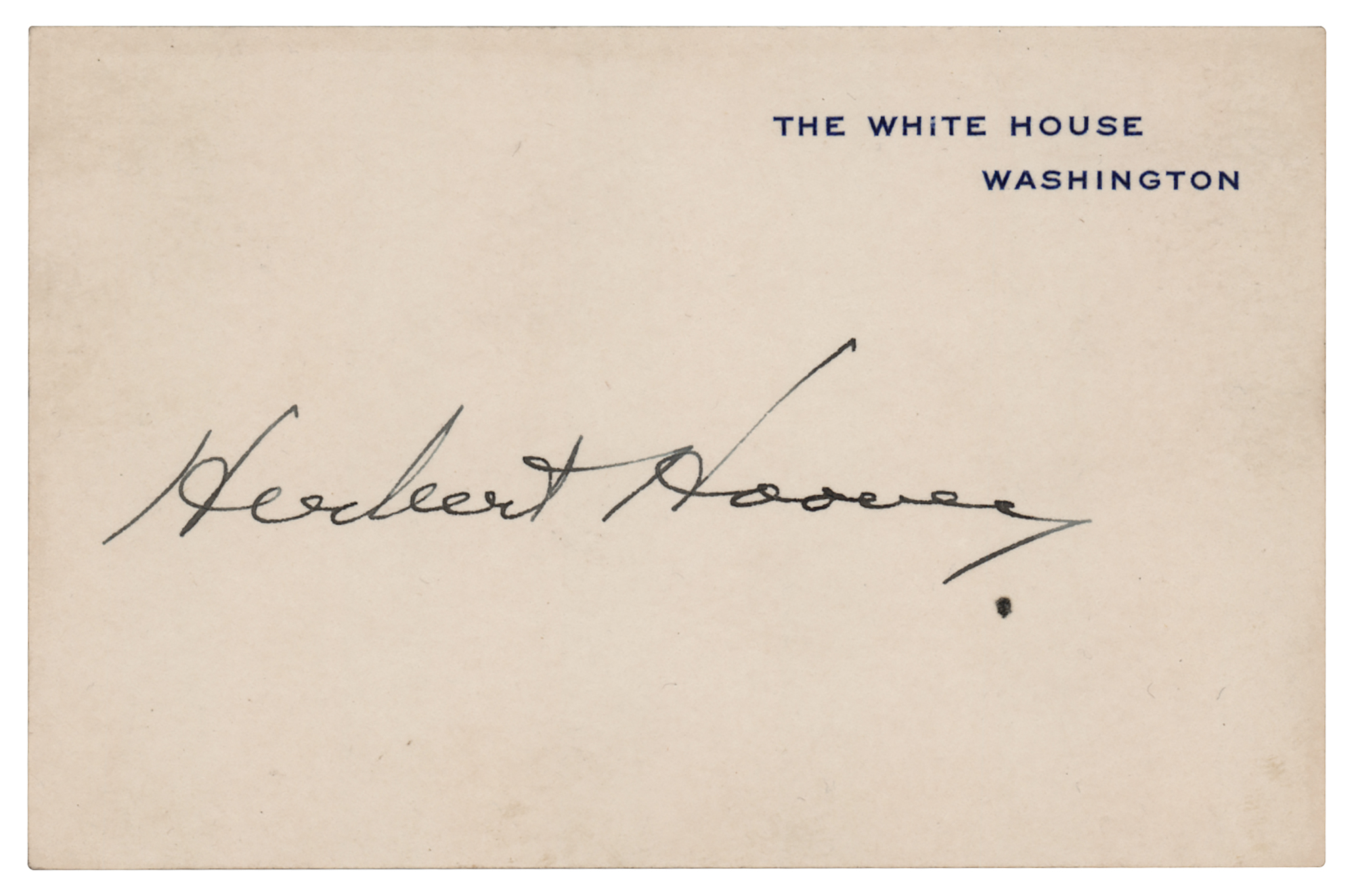 Herbert Hoover Signed White House Card | RR Auction