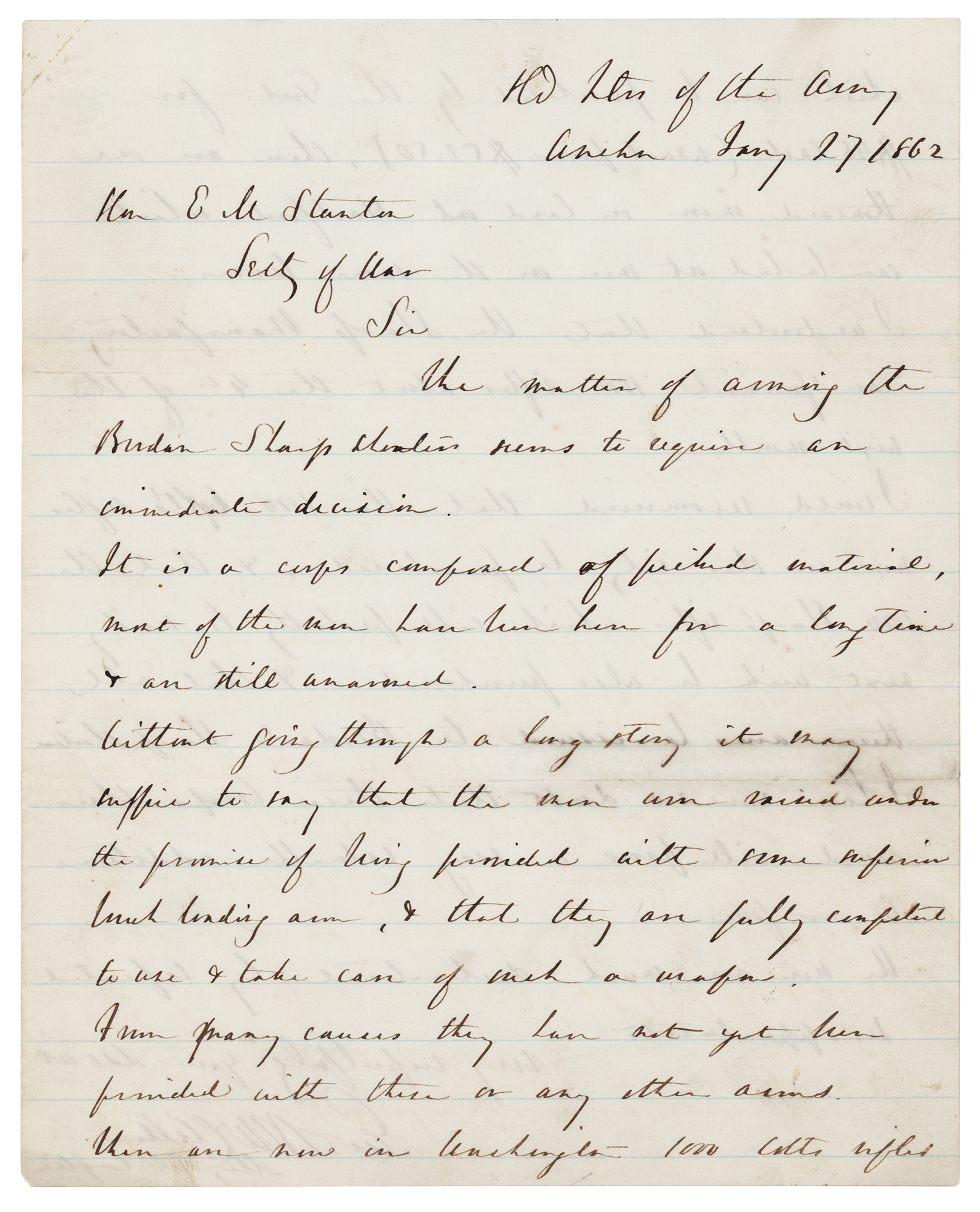 George McClellan War-Dated Autograph Letter Signed on the Berdan Sharp