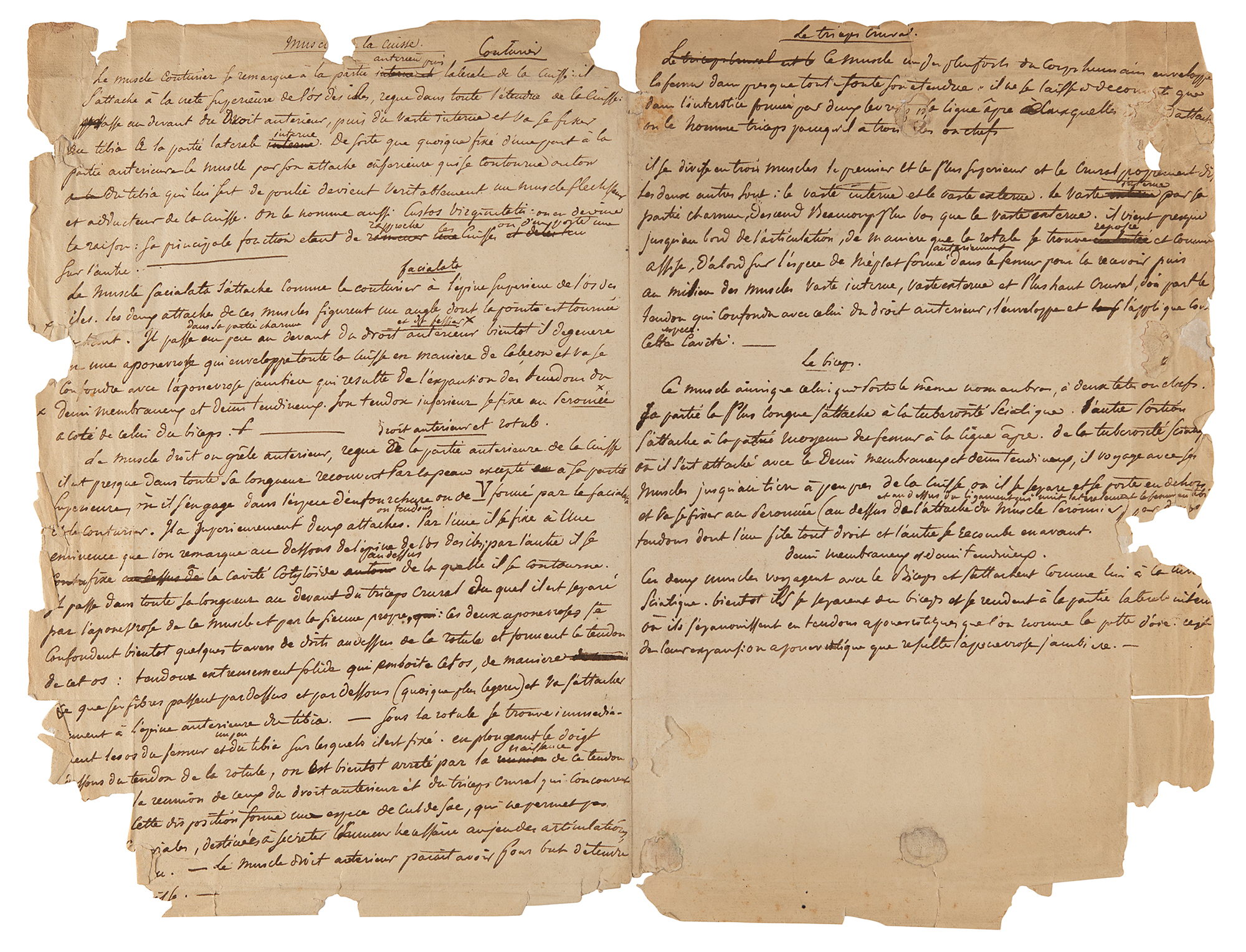 Eugene Delacroix (2) Handwritten Manuscripts with Original Watercolor