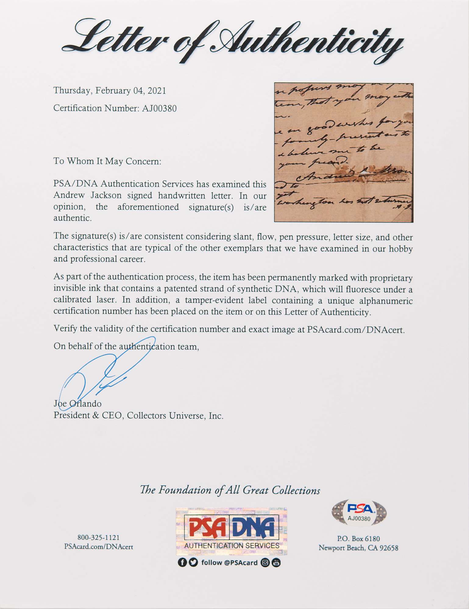 Andrew Jackson Autograph Letter Signed on the Missouri Compromise | RR
