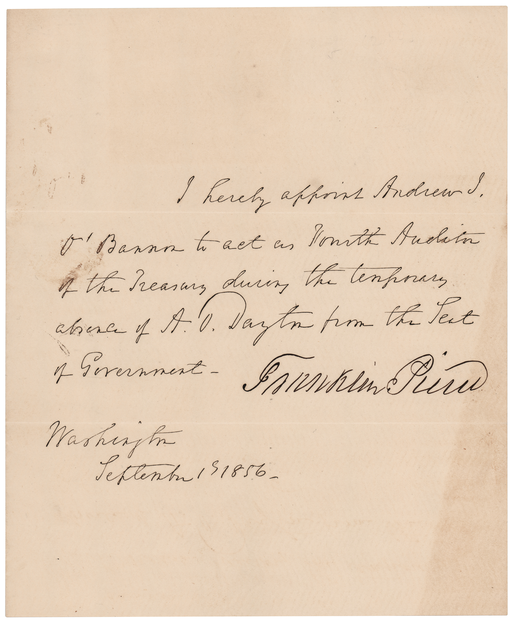 Franklin Pierce Document Signed as President | RR Auction