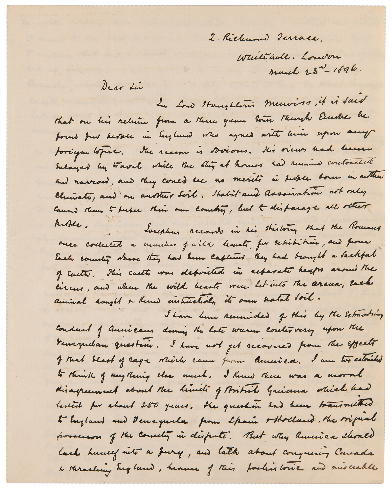 Henry M. Stanley Autograph Letter Signed on American Interloping with