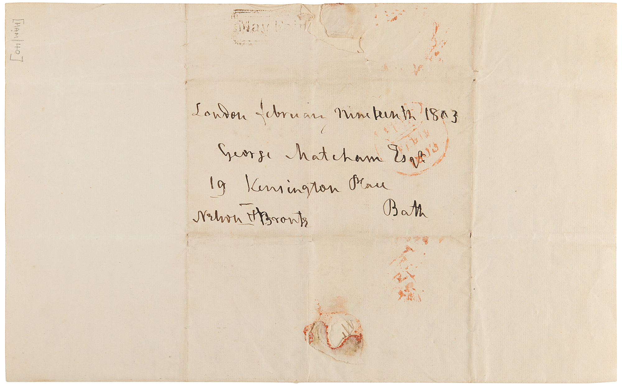 Horatio Nelson Autograph Free Frank Signed, with Letter on a