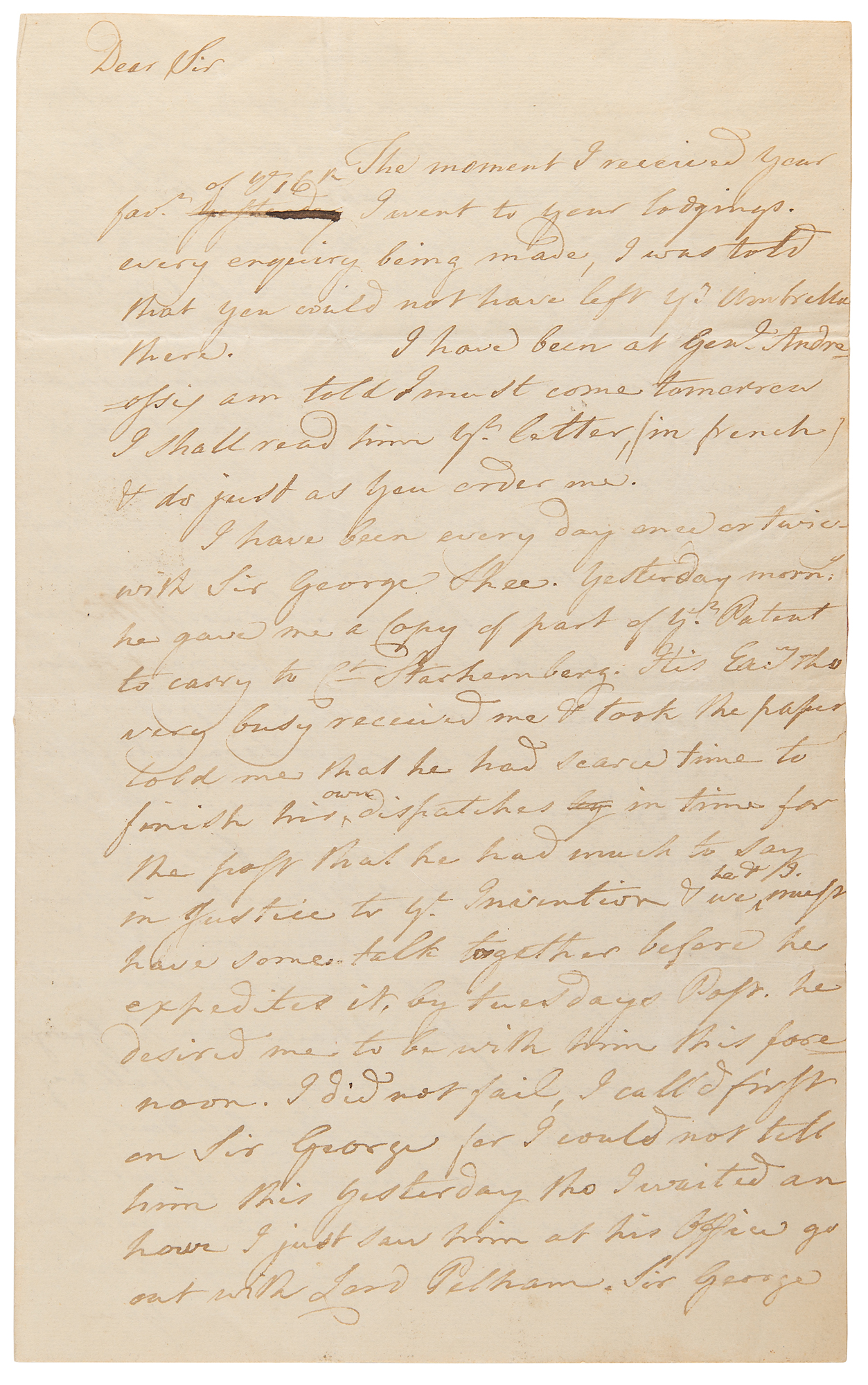 Horatio Nelson Autograph Free Frank Signed, with Letter on a