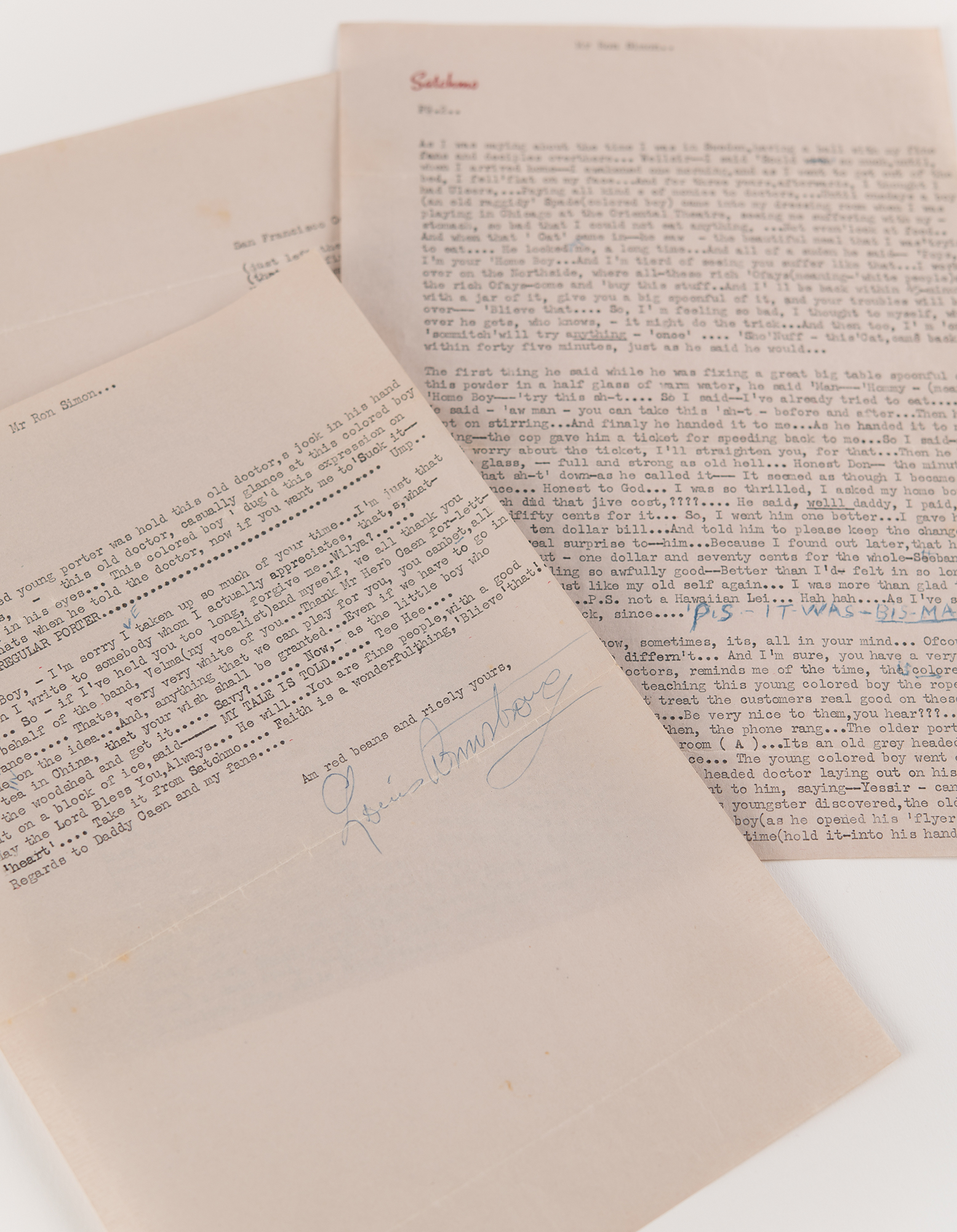 Louis Armstrong Typed Letter Signed on His Wife Trouble - “They