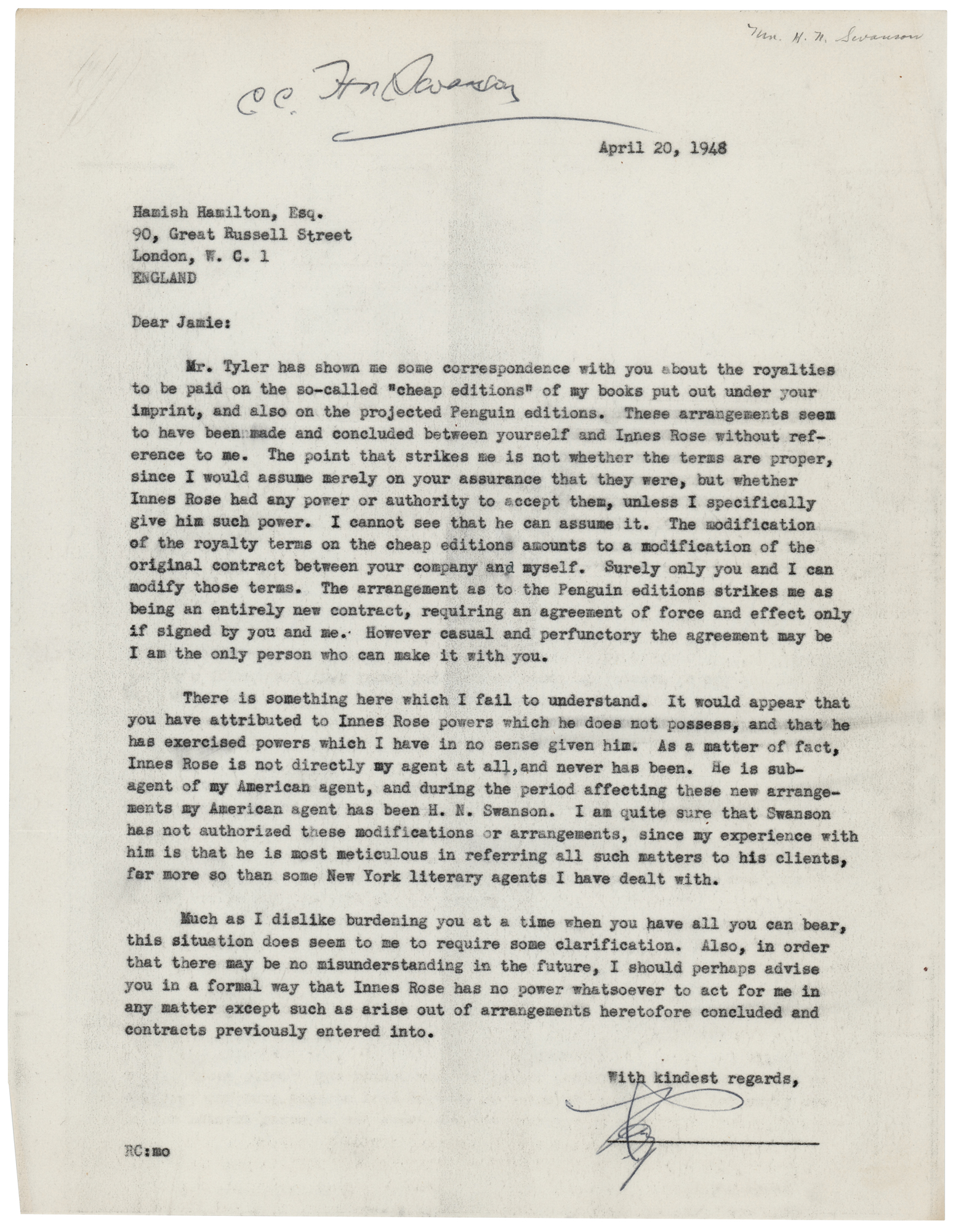 Raymond Chandler Typed Letter Signed | RR Auction