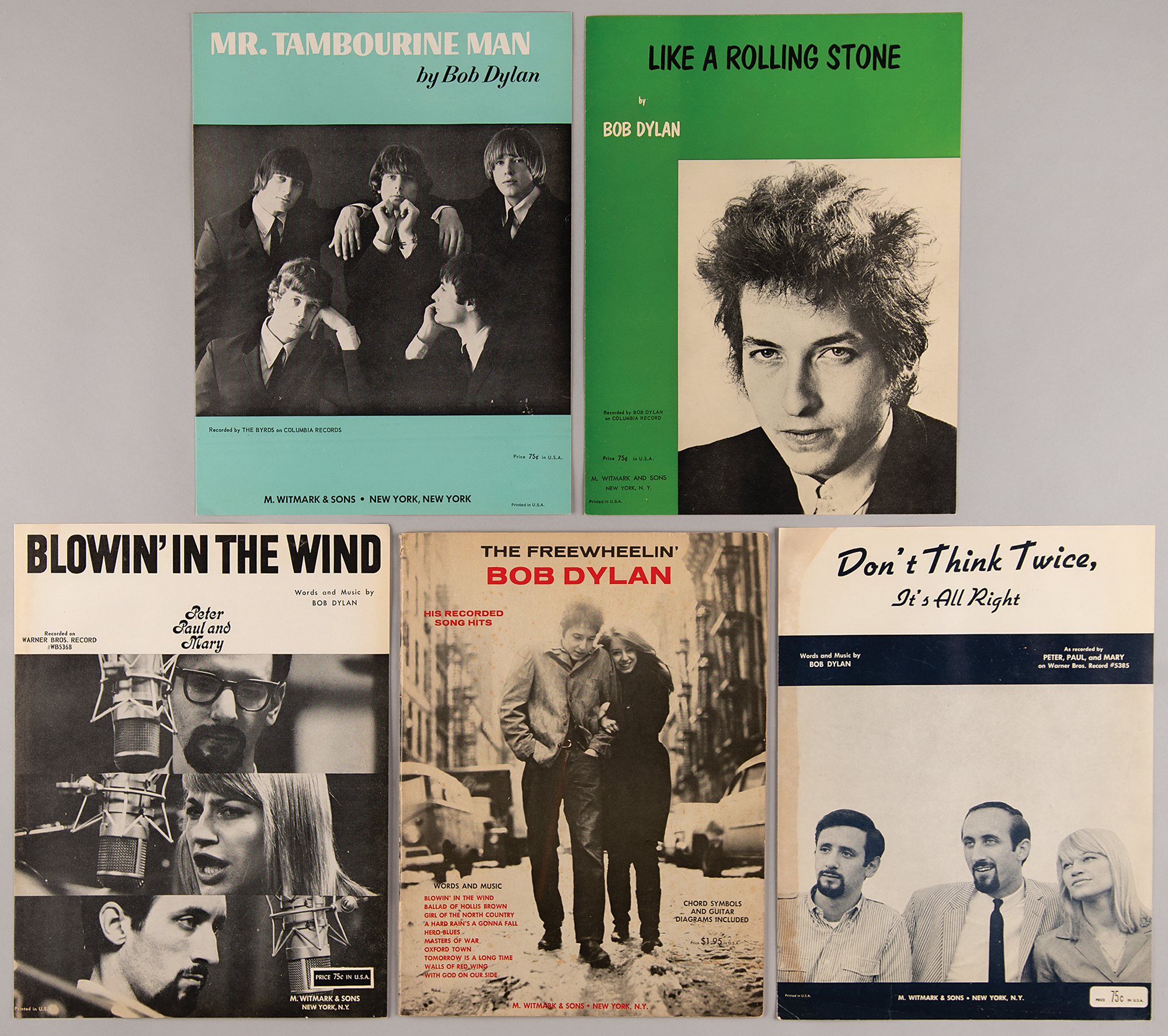 Bob Dylan (5) Sheet Music Booklets with 'Blowin' in the Wind' and