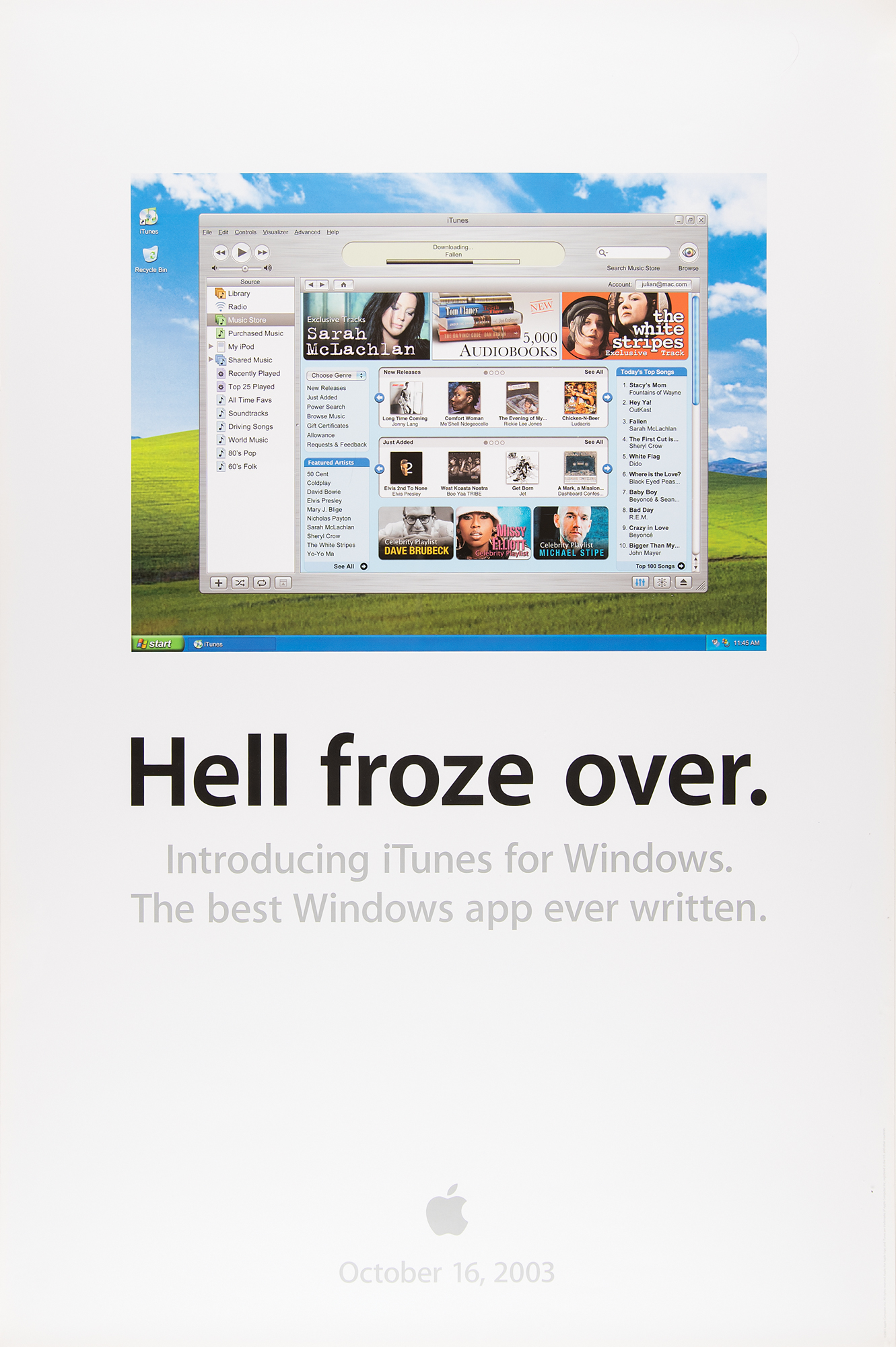 Apple 'Hell Froze Over' iTunes for Windows Release Poster | RR Auction