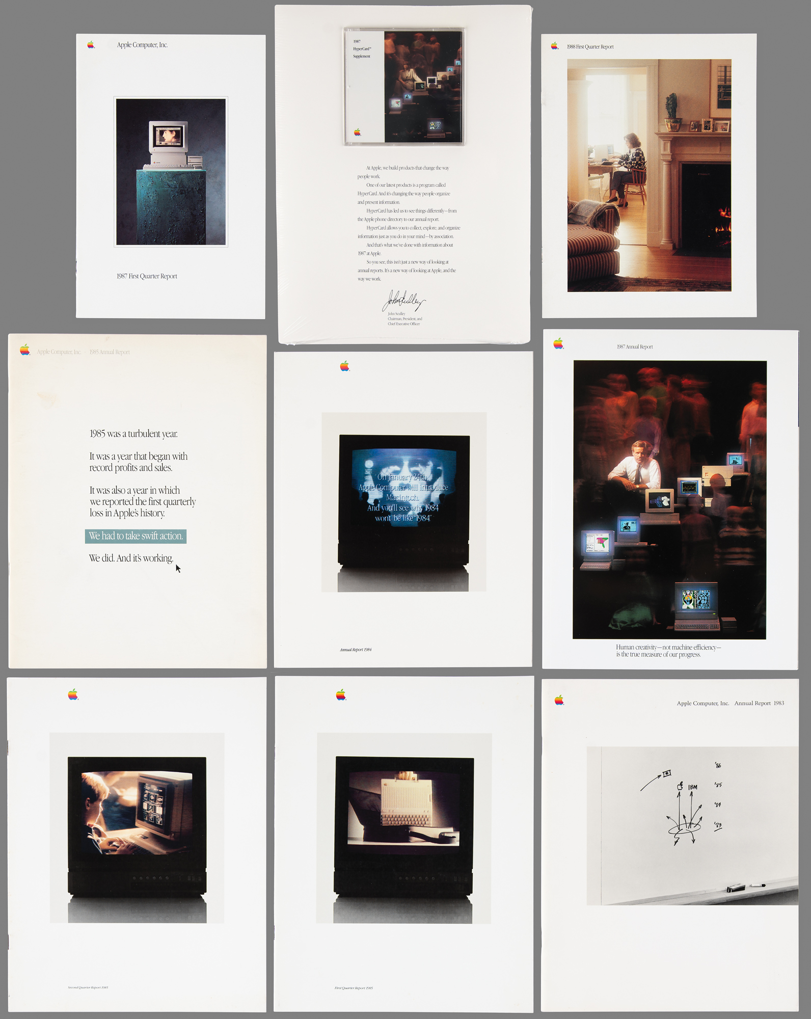 Apple Computer Collection of (8) Annual and Quarterly Reports - From