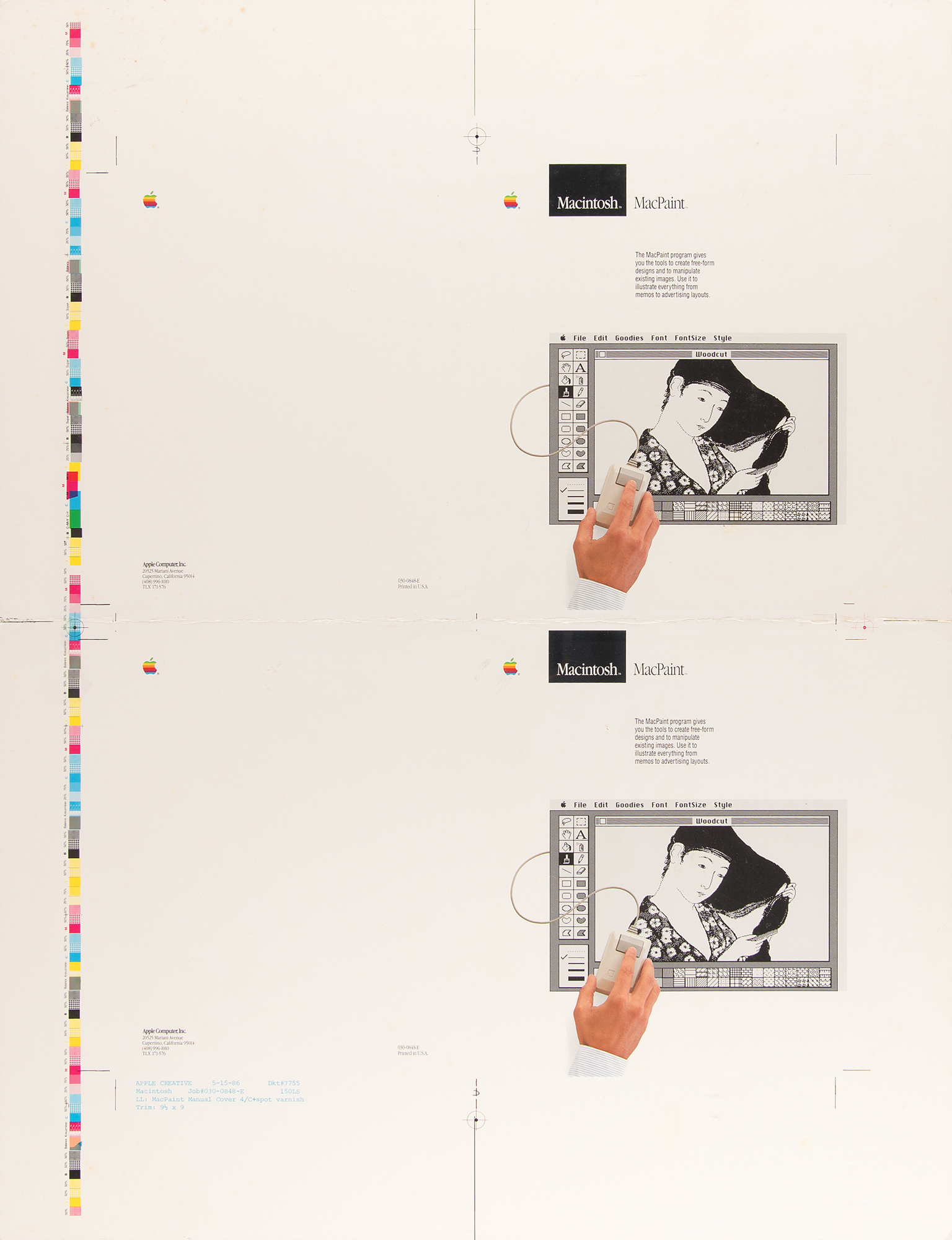 Apple Macintosh MacPaint and MacWrite Boxes, Manuals, and Color Proof
