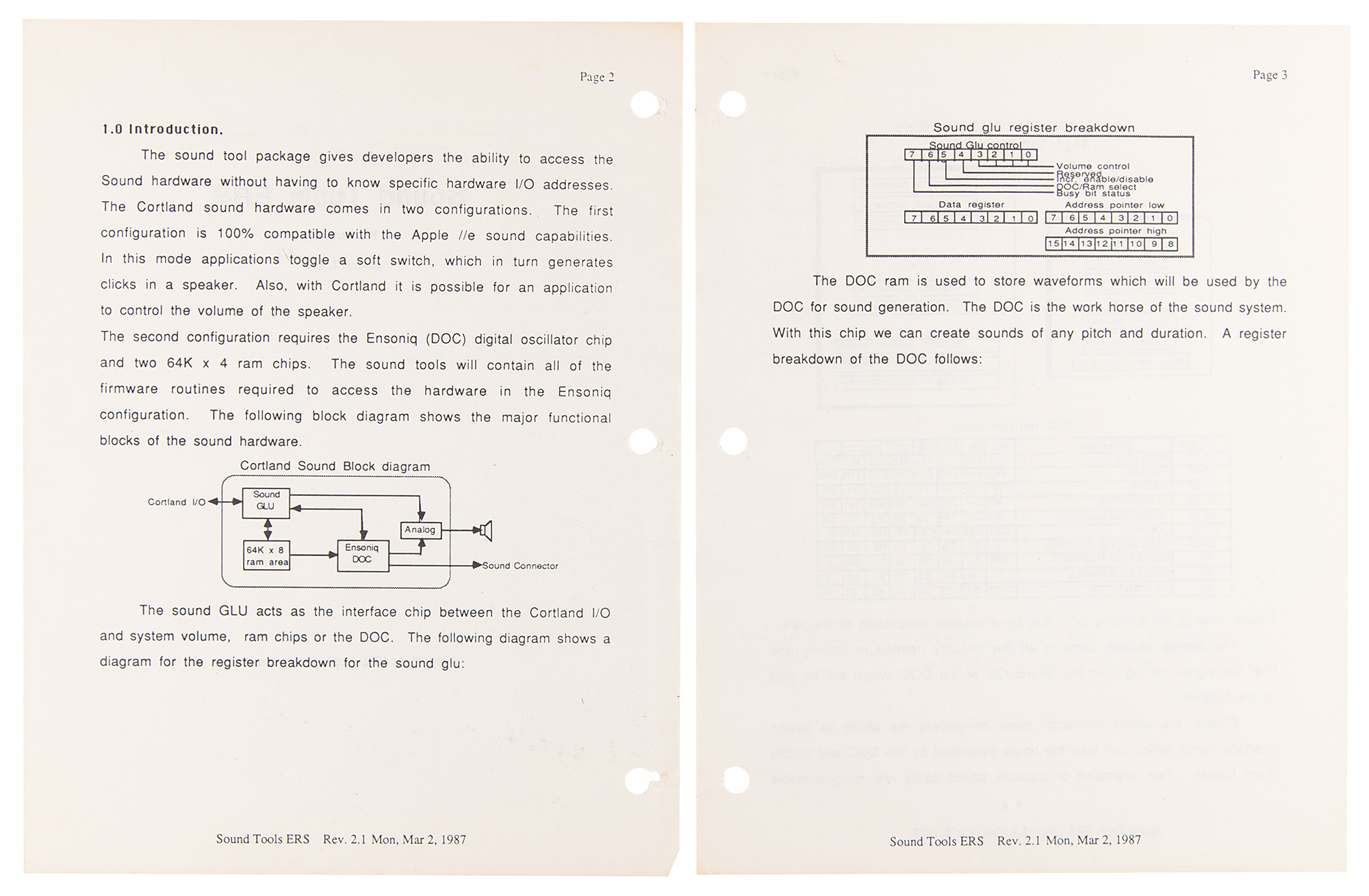 Apple IIGS Sound System/Interface Developer's Binder with Technical