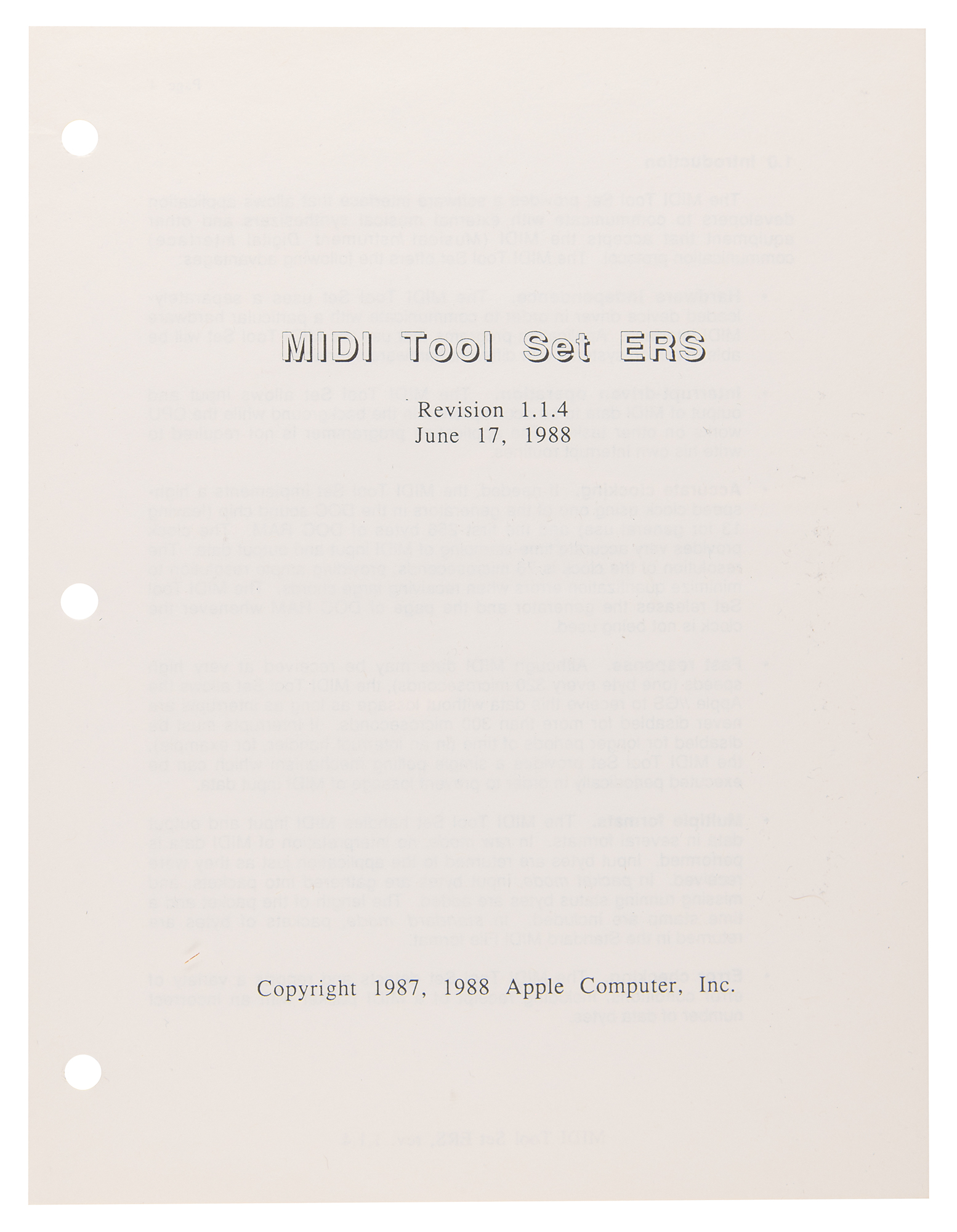 Apple IIGS Sound System/Interface Developer's Binder with Technical
