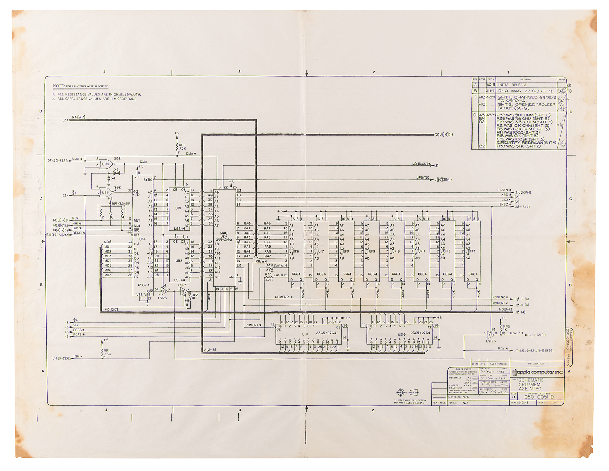 Apple IIe Complete Set of (4) NTSC Schematics | RR Auction