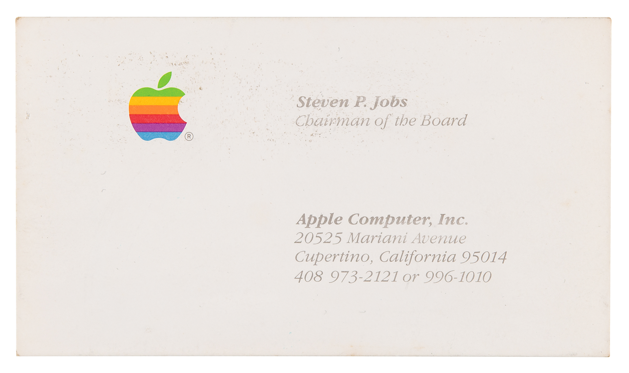 Steve Jobs Apple Business Card (c. 1985) with Miscellaneous Group of