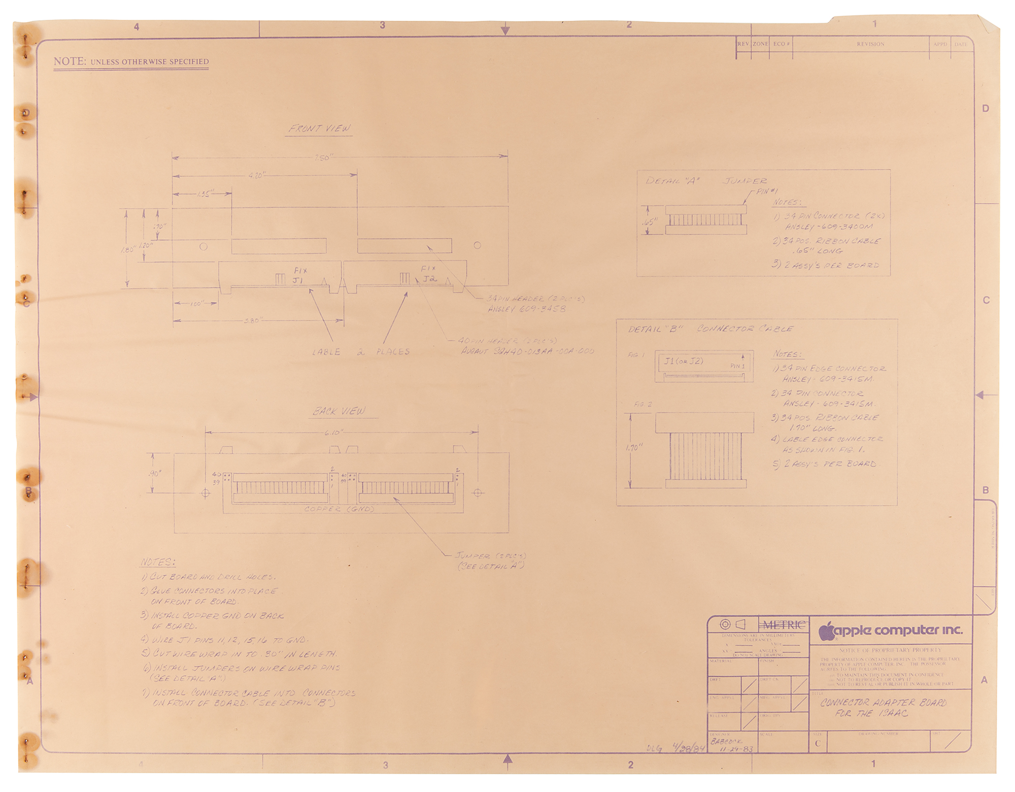 Apple Computer Collection of (36) Early Schematics - From the