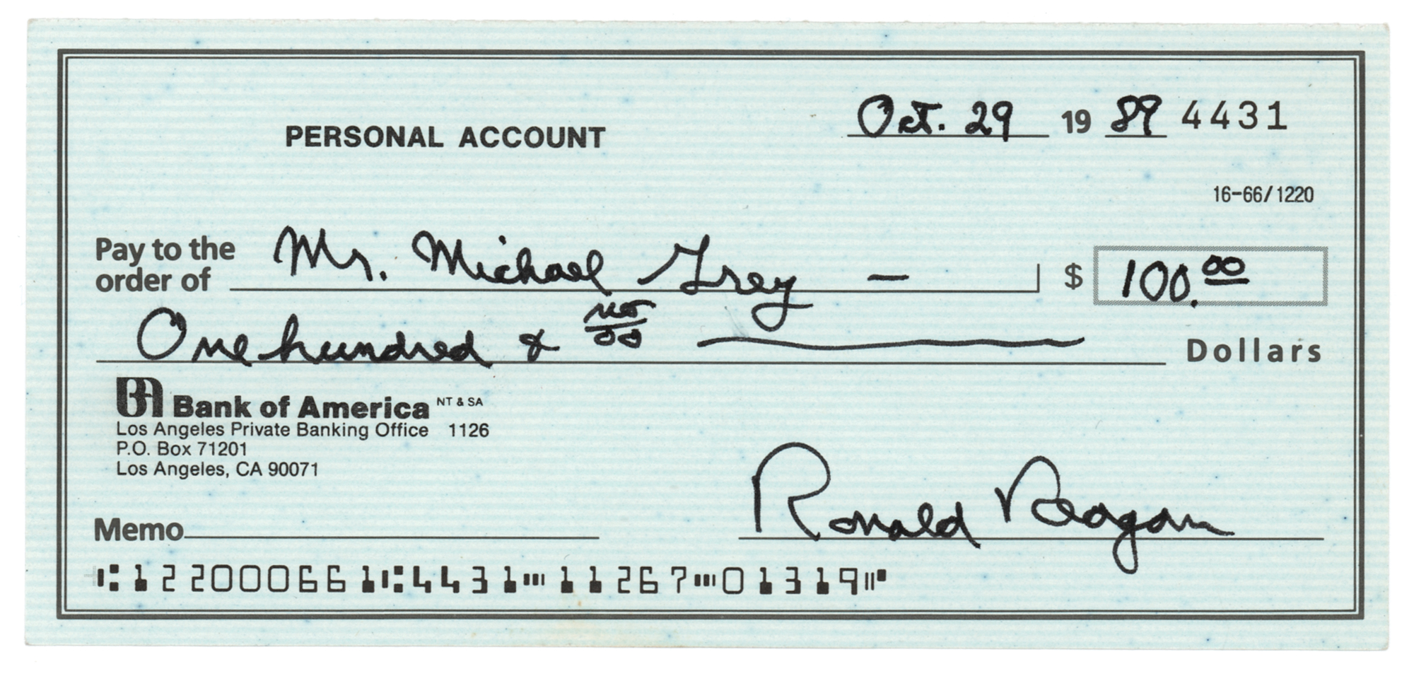Ronald Reagan Signed Check | RR Auction