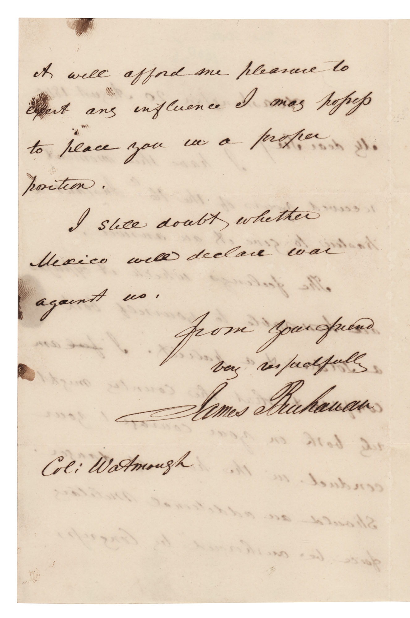 James Buchanan Autograph Letter Signed as Secretary of State: "I