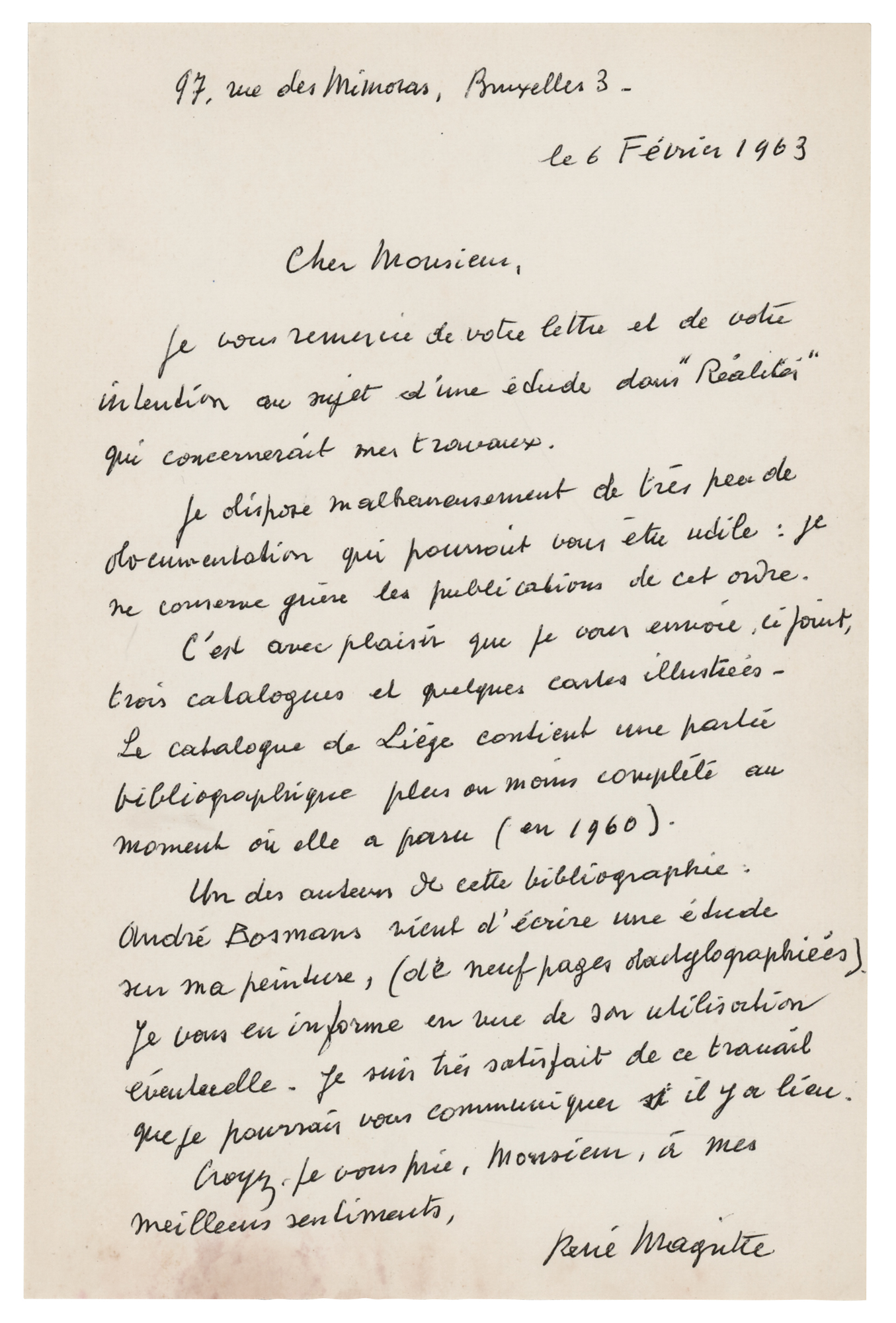 Rene Magritte Autograph Letter Signed | RR Auction
