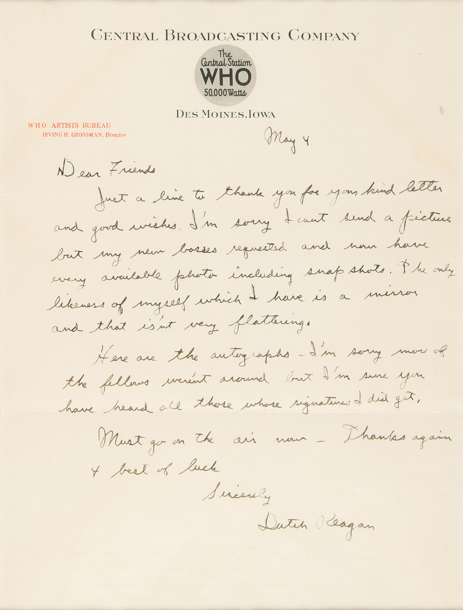Ronald Reagan Early Autograph Letter Signed (1937) | RR Auction