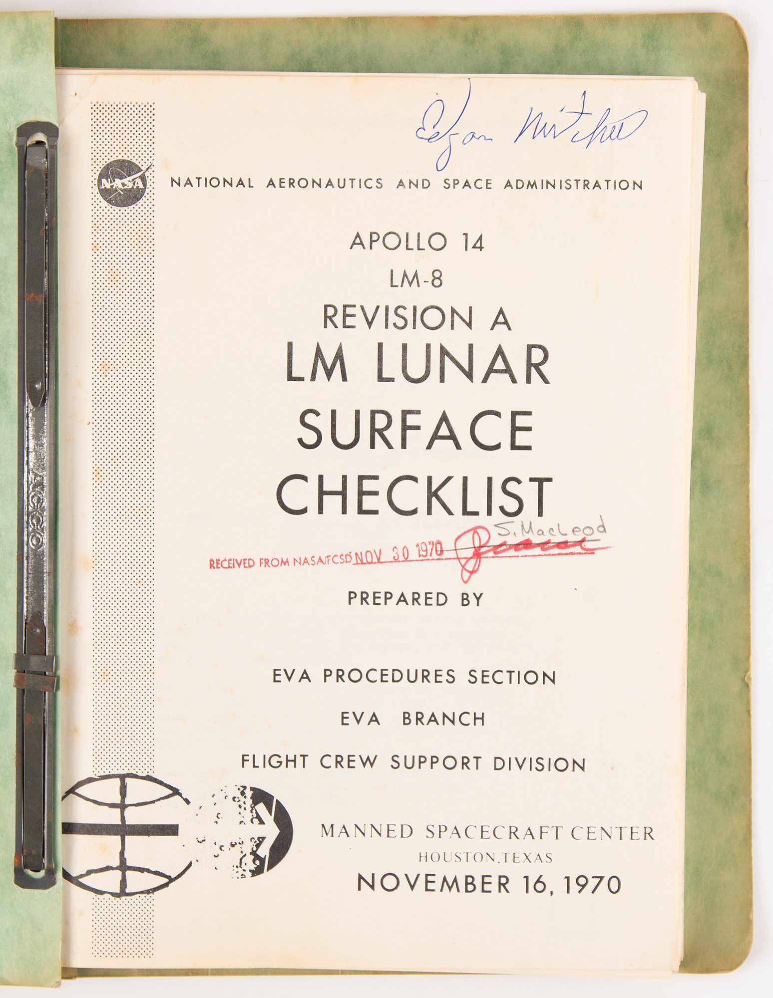 Apollo 14 Lunar Surface Checklist Manual (Rev. A) - From the Personal