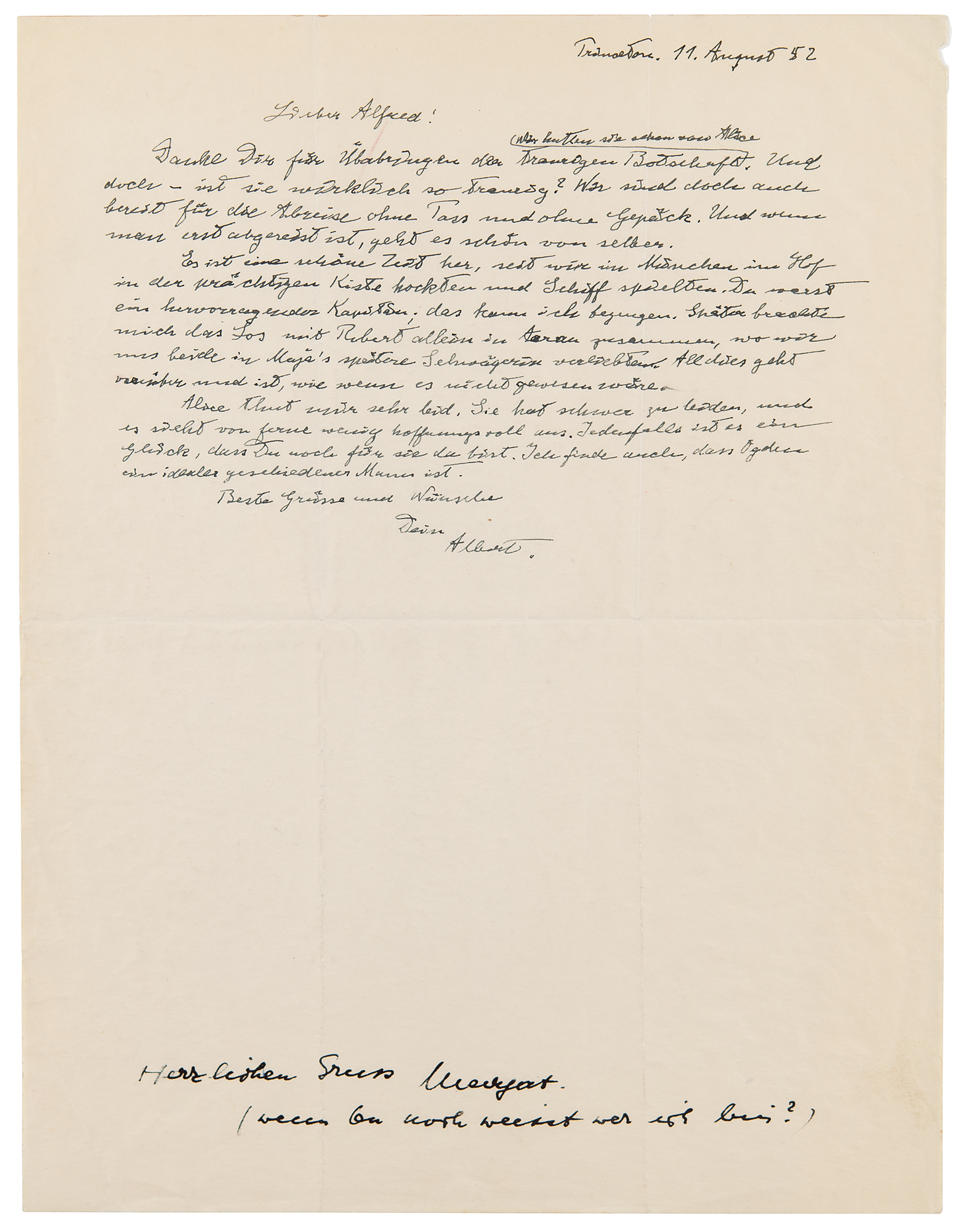 Albert Einstein Autograph Letter Signed to His Cousin, Recalling His