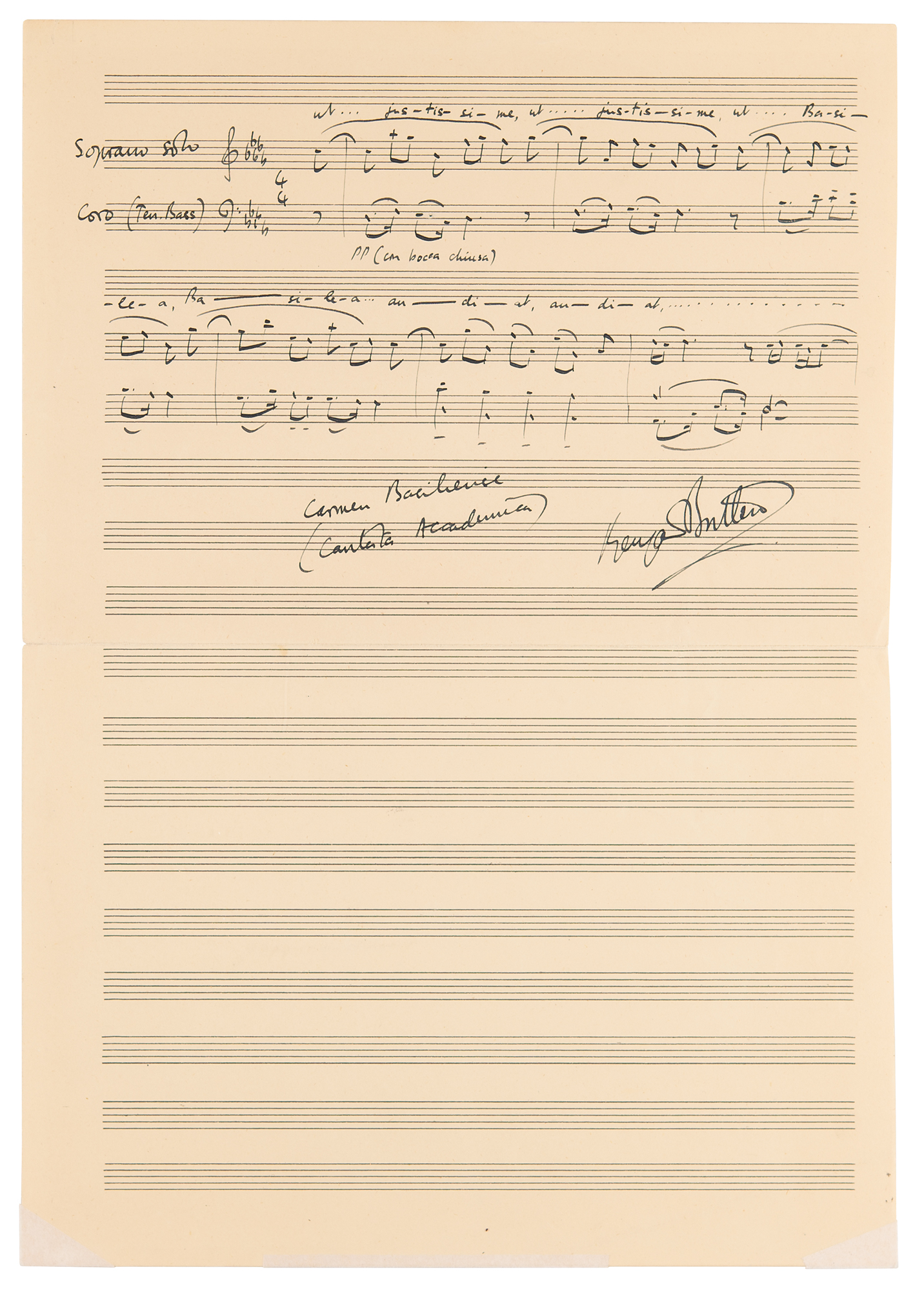 Benjamin Britten Autograph Musical Quotation Signed - 'Cantata