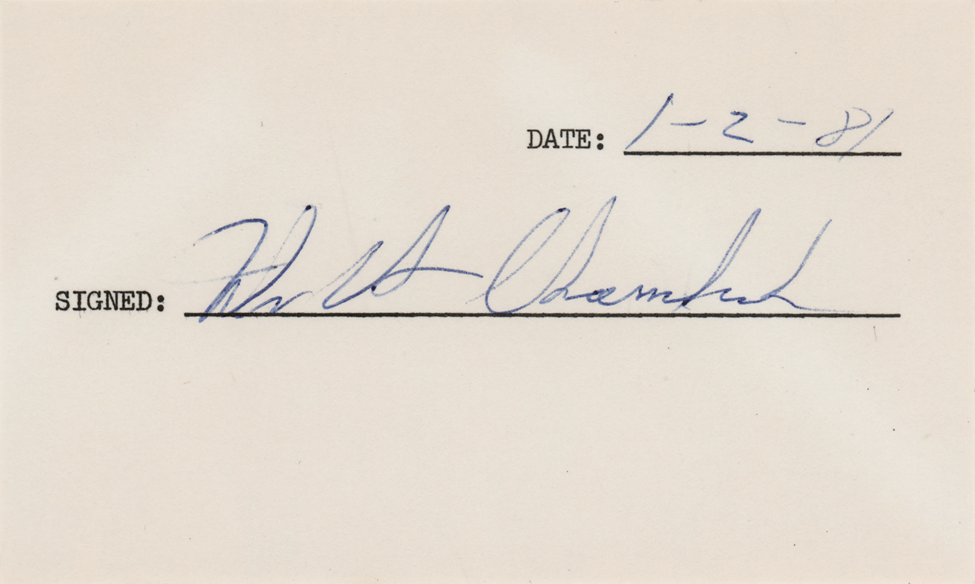 Wilt Chamberlain Signature | RR Auction
