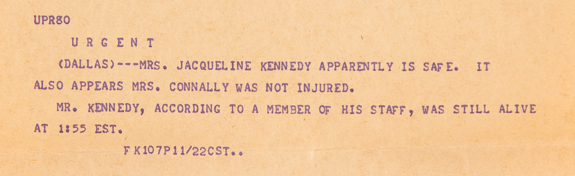 Kennedy Assassination: United Press International Teletype Rolls