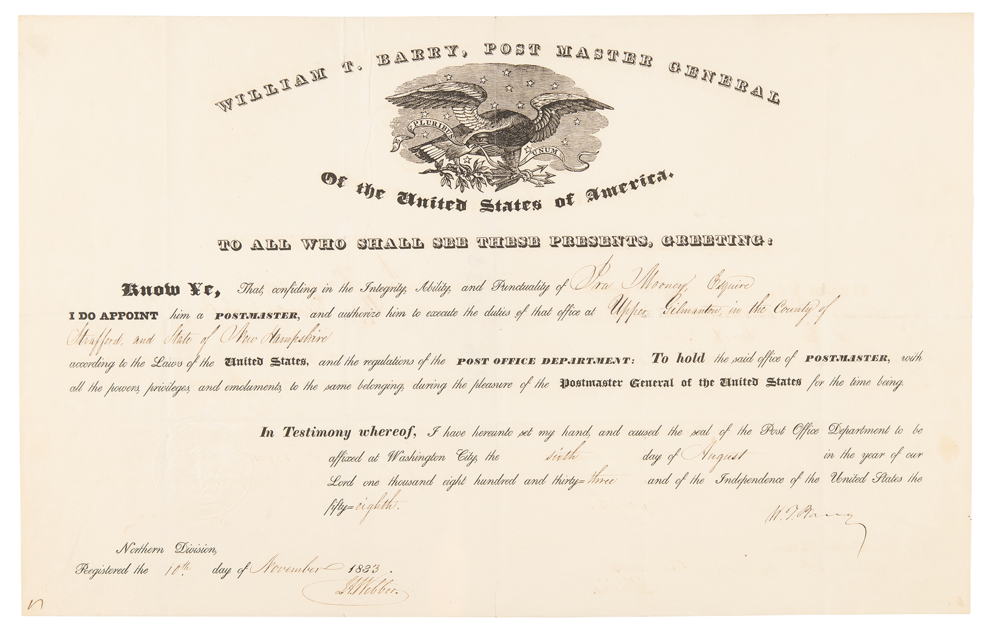 19th-Century Postmasters General (5) Document Signed | RR Auction
