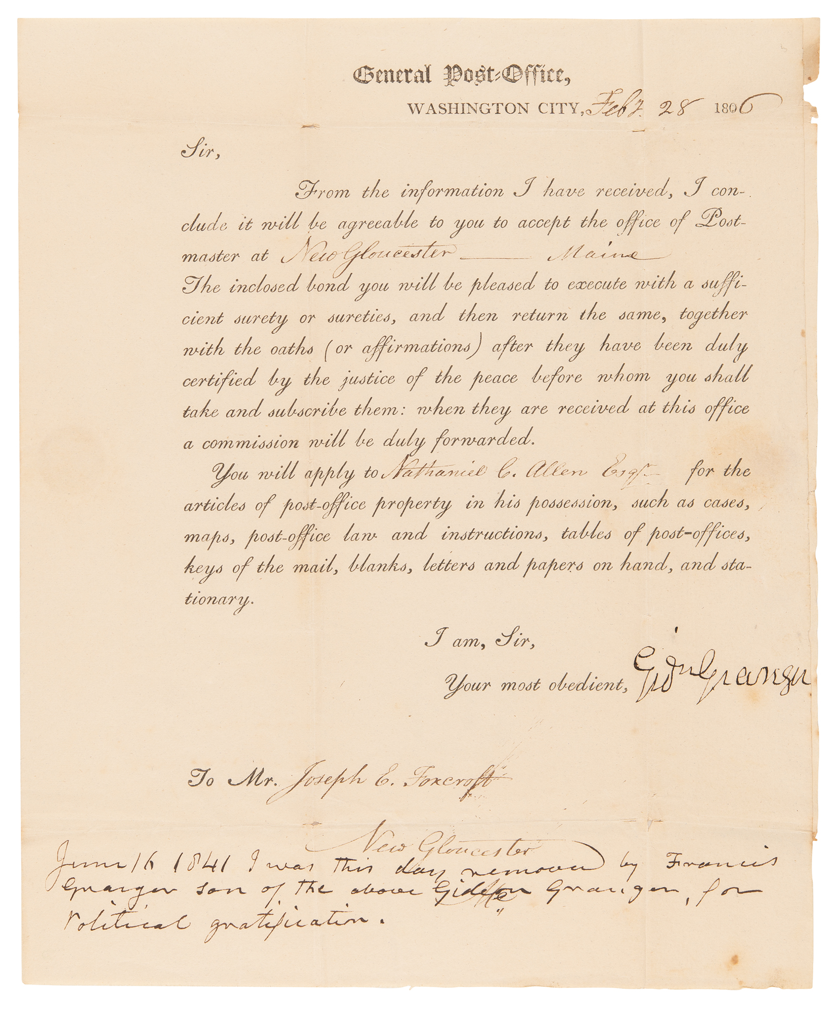 19th-Century Postmasters General (5) Document Signed | RR Auction