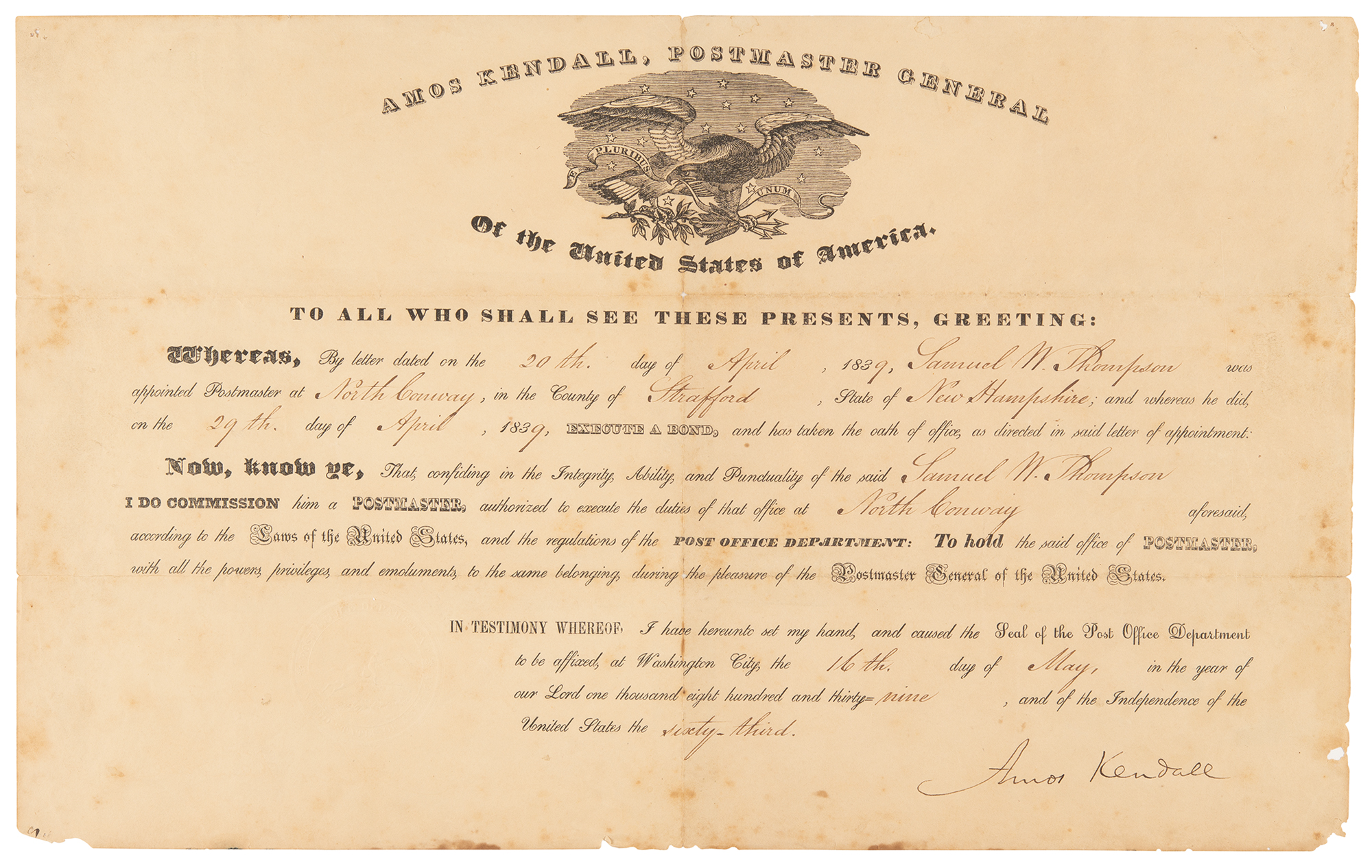 19th-Century Postmasters General (5) Document Signed | RR Auction